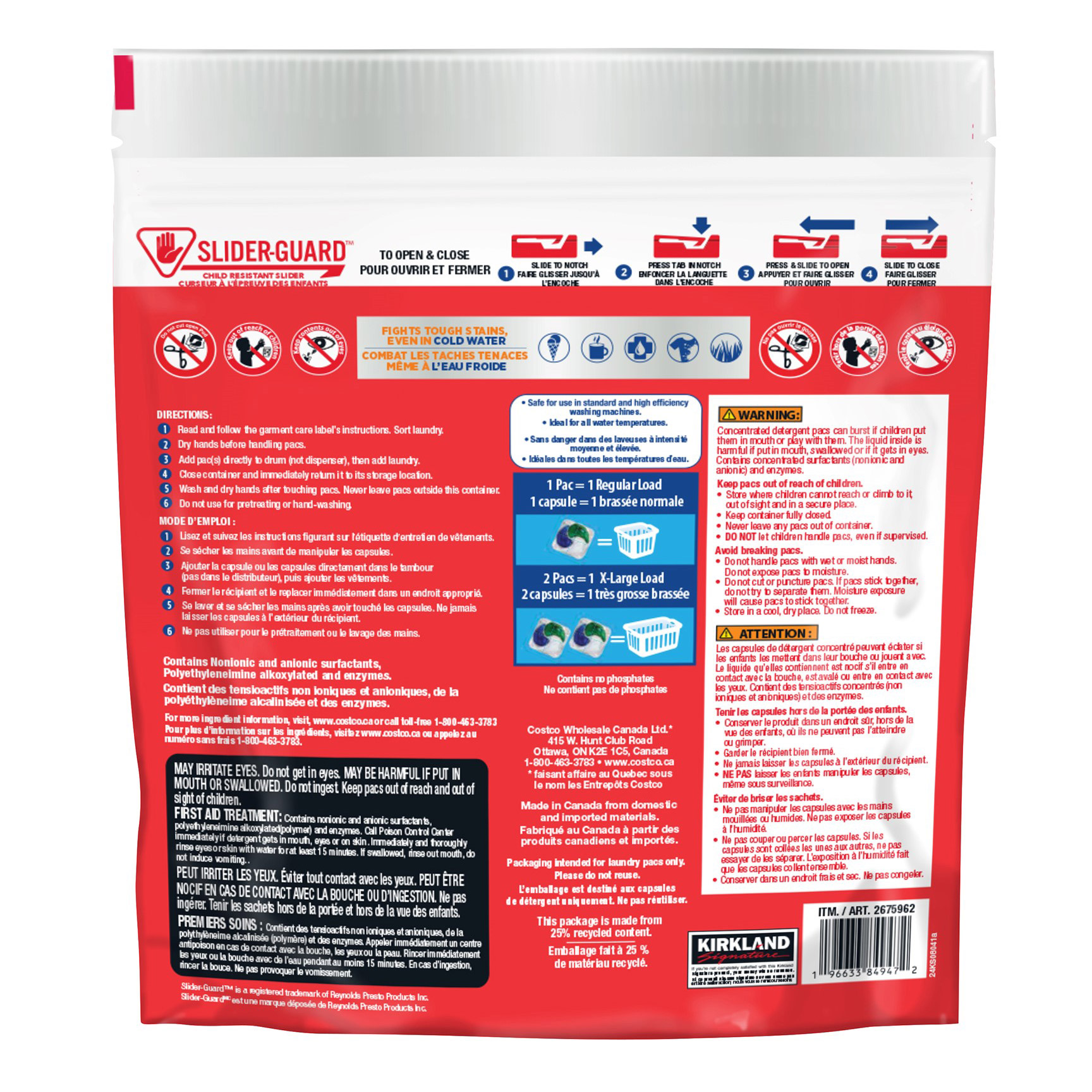 Kirkland Signature Oxi Power Premium Laundry Detergent Pacs, 110-count ...