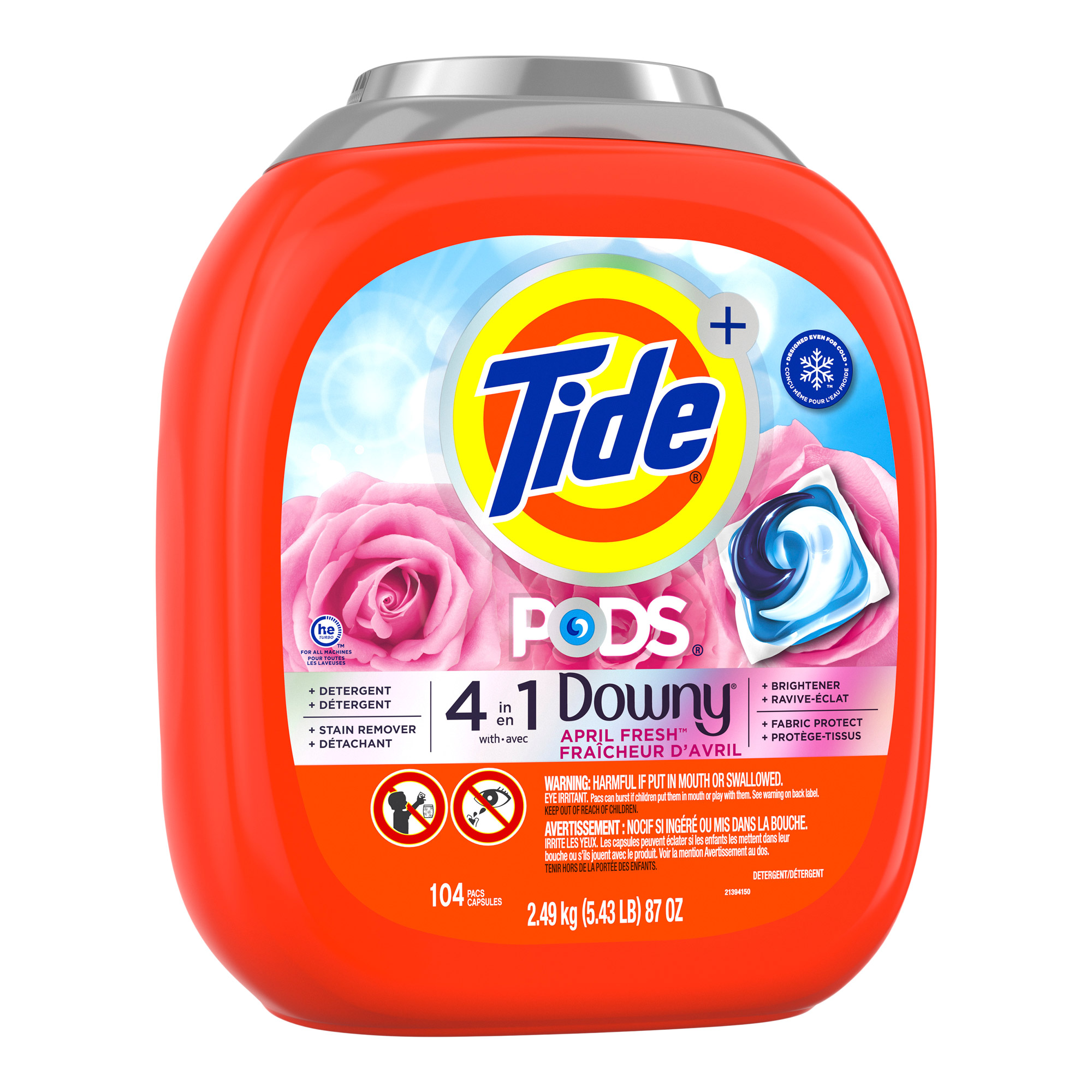 Tide PODS with Downy, Liquid Laundry Detergent Pacs, April Fresh, 104 ...