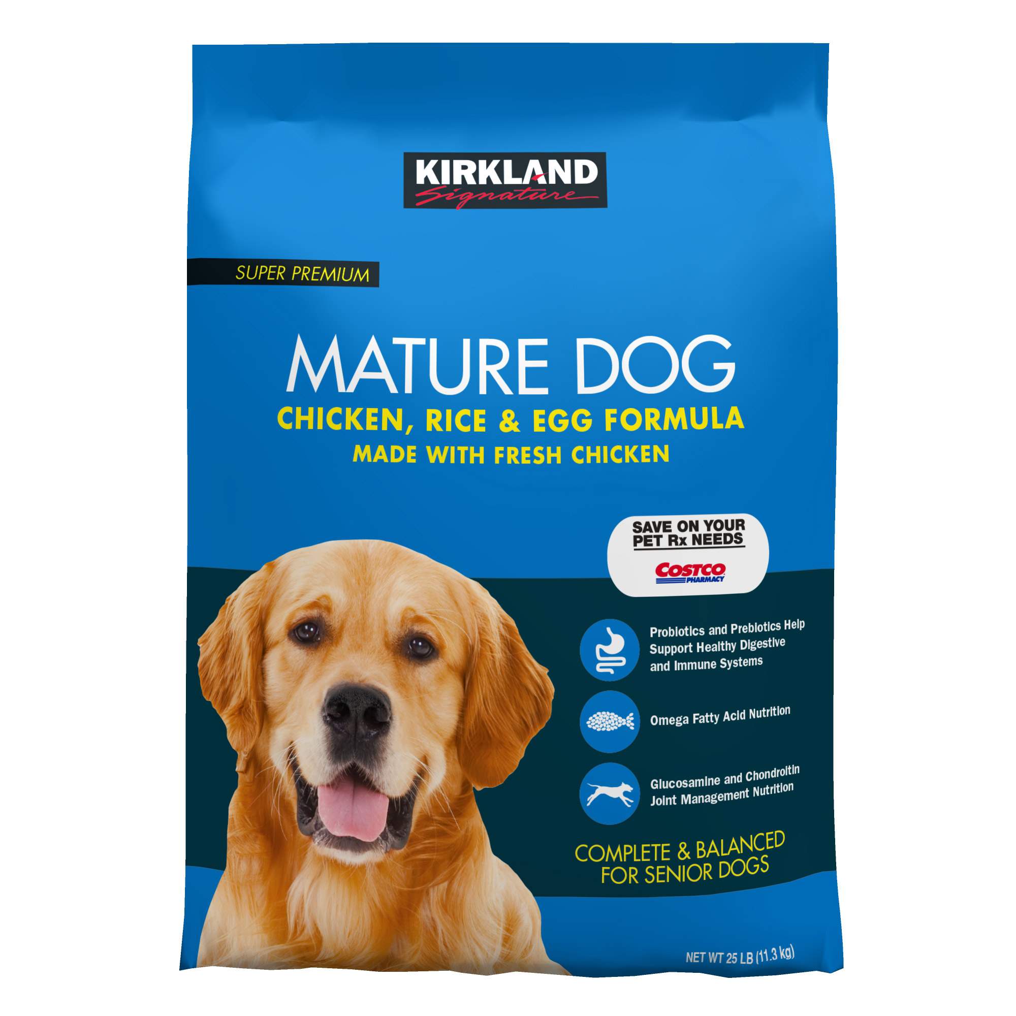 Kirkland Signature Mature Formula Chicken, Rice and Egg Dog Food, 25 ...