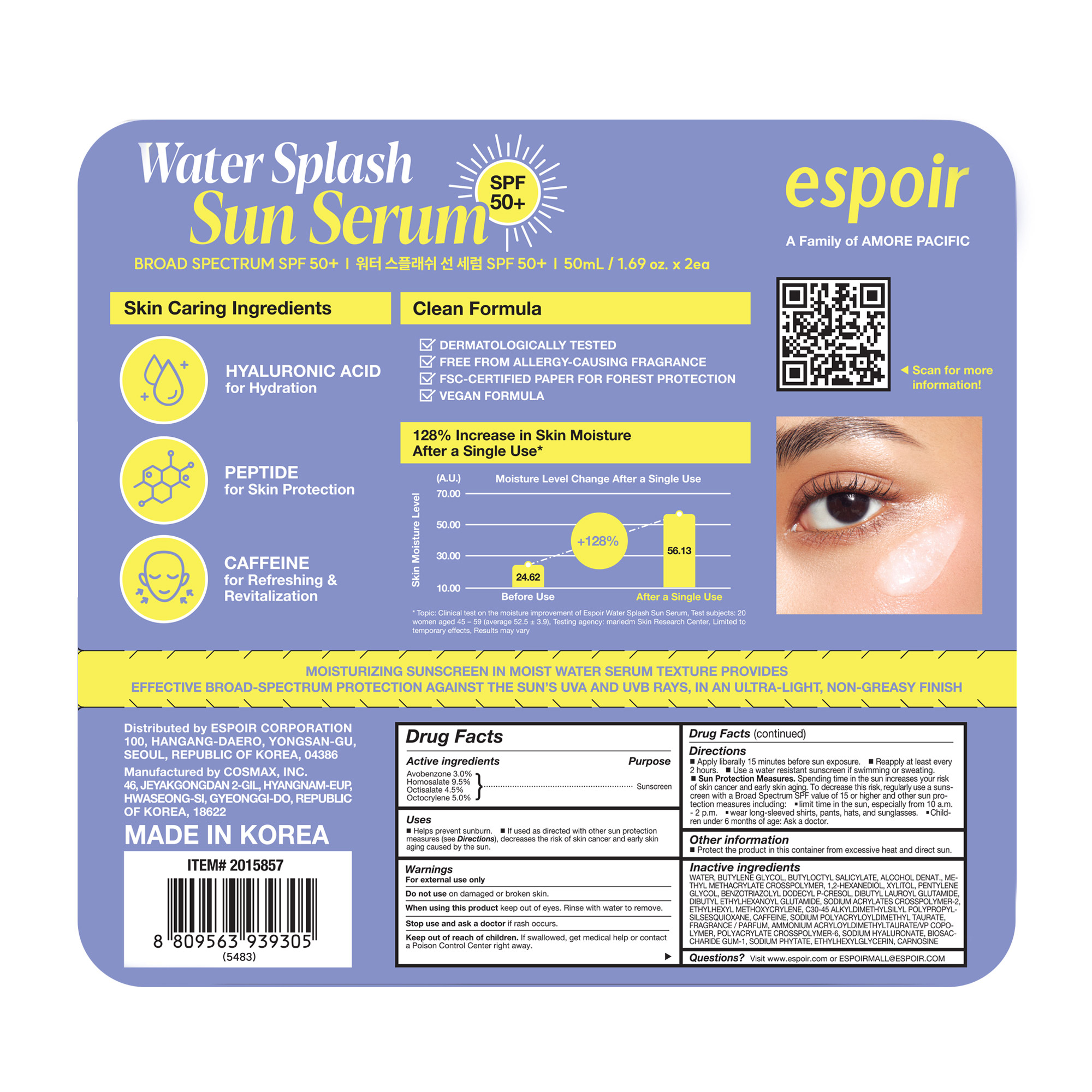 espoir Water Splash Sun Serum Sunscreen SPF 50, 1.69 fl oz, 2-pack | Costco