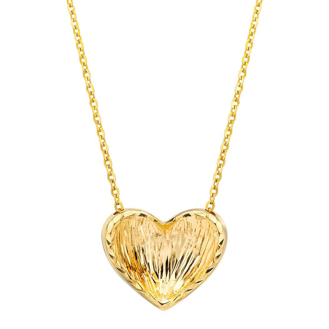 Diamond Cut Heart Necklace in Yellow Gold | Costco
