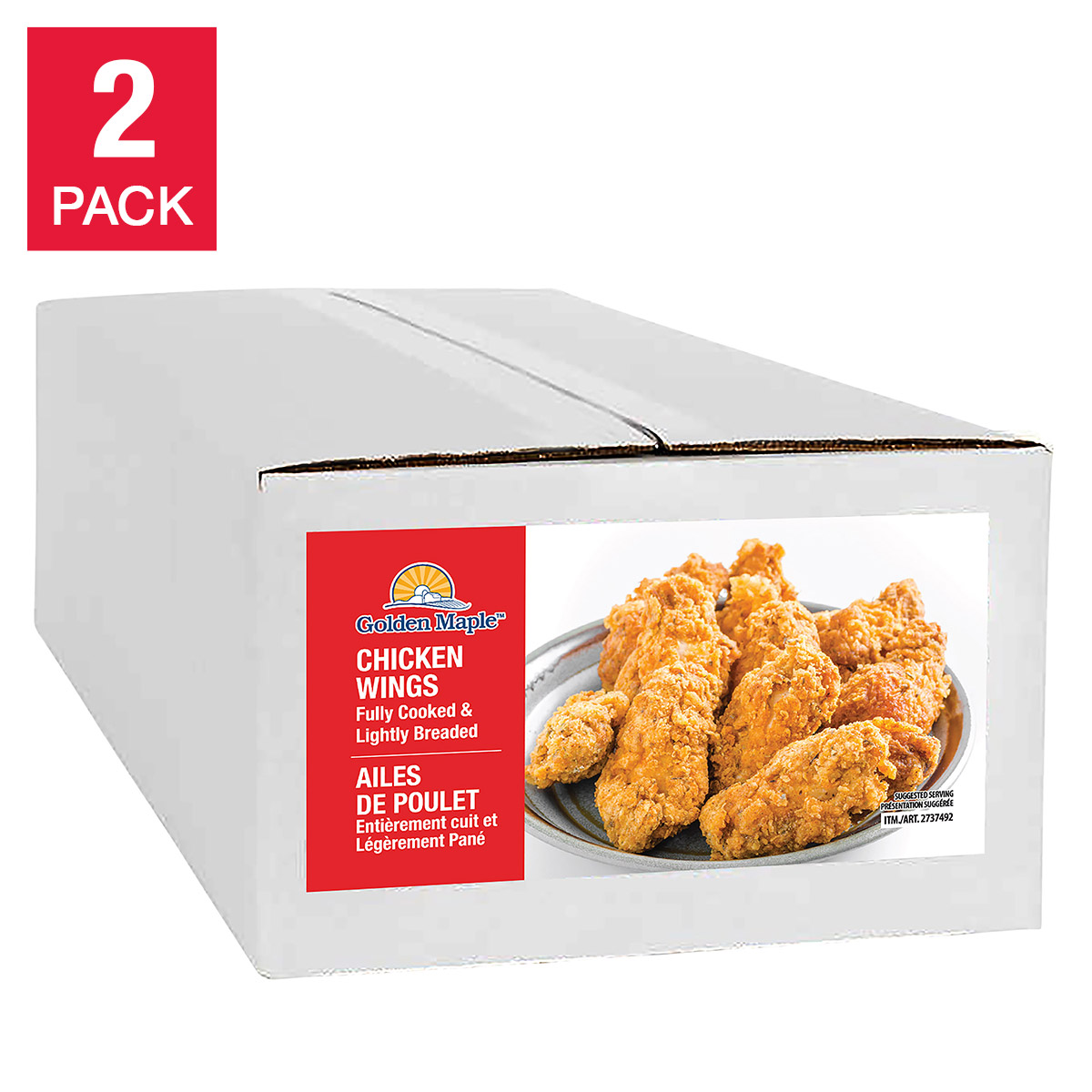 Golden Maple Fully Cooked Lightly Breaded Chicken Wings, 2 × 4 kg | Costco