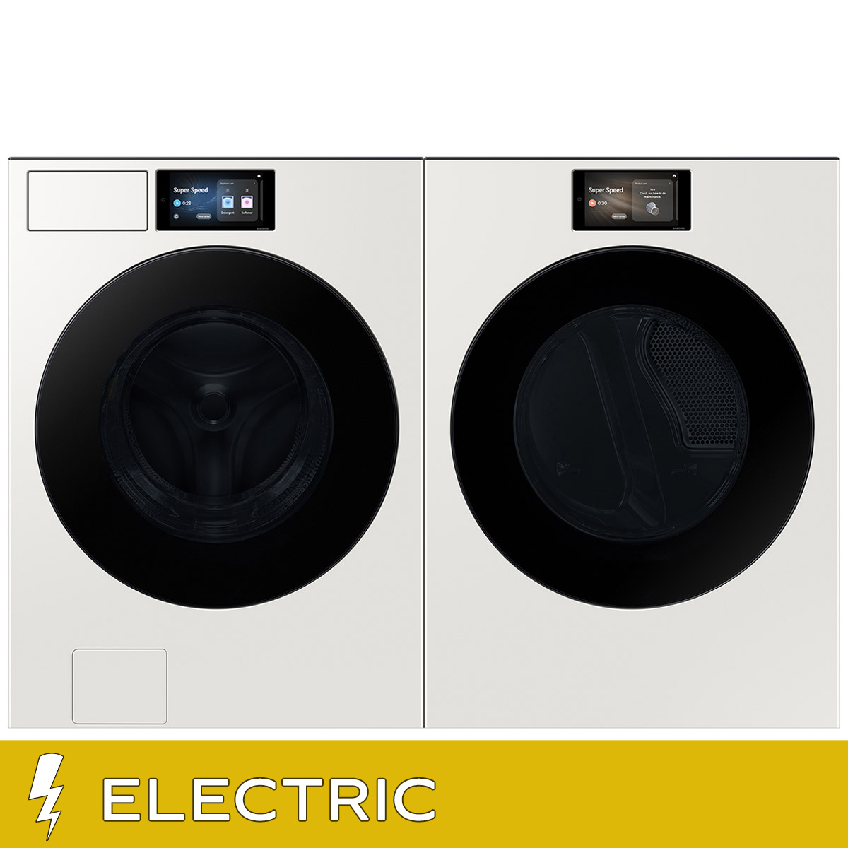 Samsung 5.3 cu. ft. Bespoke AI Front Load Ultra Capacity Washer and 7.6 ...