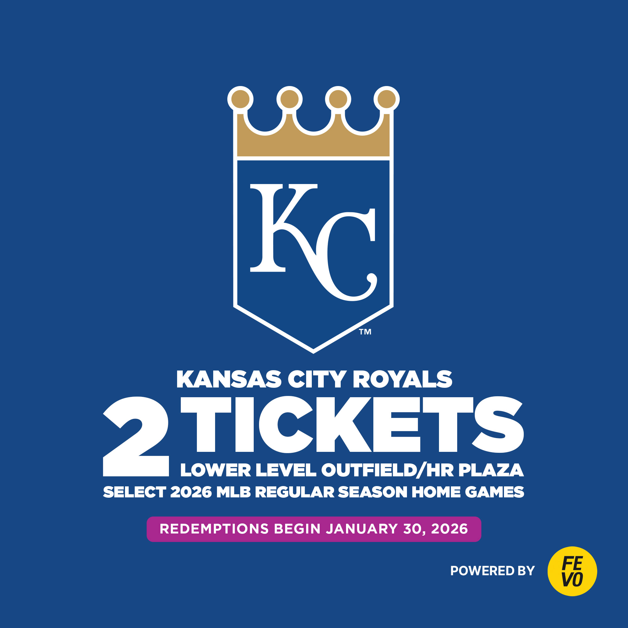 MLB Kansas City Royals - Two Lower Level Outfield Plaza Tickets ...