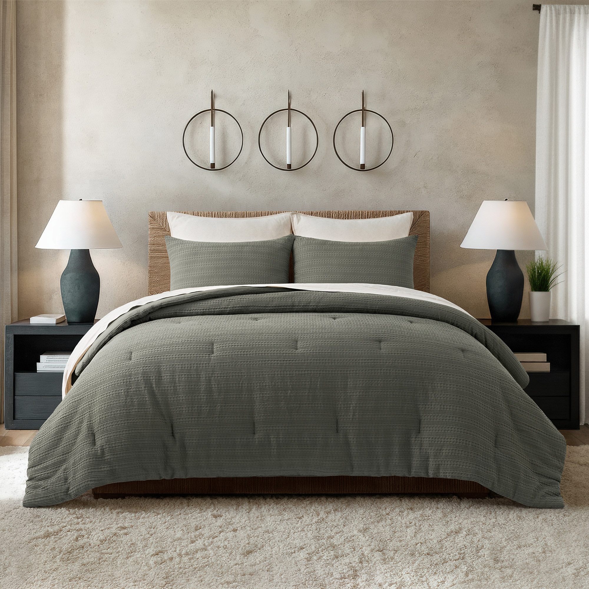 EVERGRACE 3-piece Microfiber Waffle Comforter Set | Costco