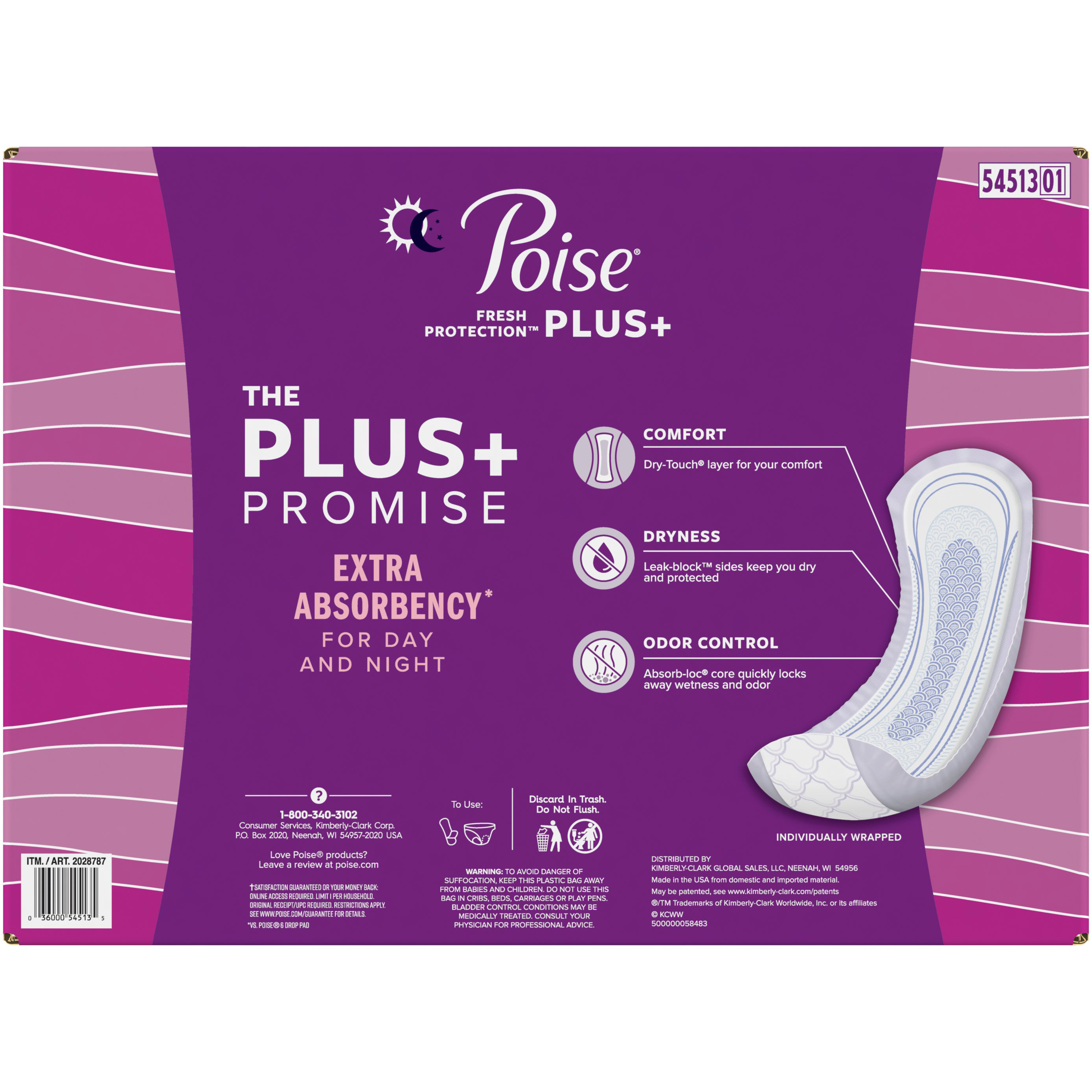 Poise Plus Incontinence Long Pads, Ultimate Absorbency, 108 ct | Costco