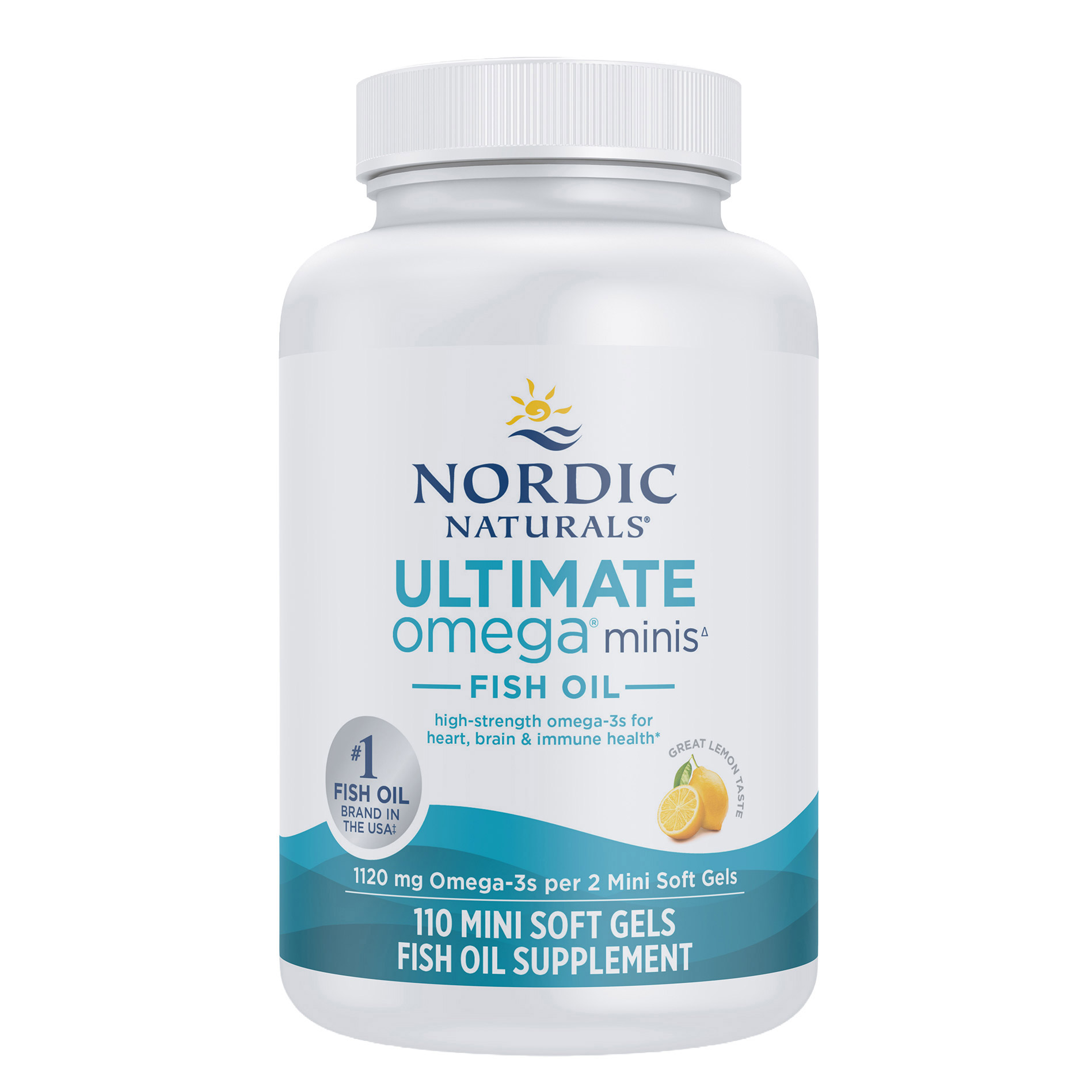 Nordic Naturals Ultimate Omega Fish Oil, 110 Mini Softgels, Lemon ...