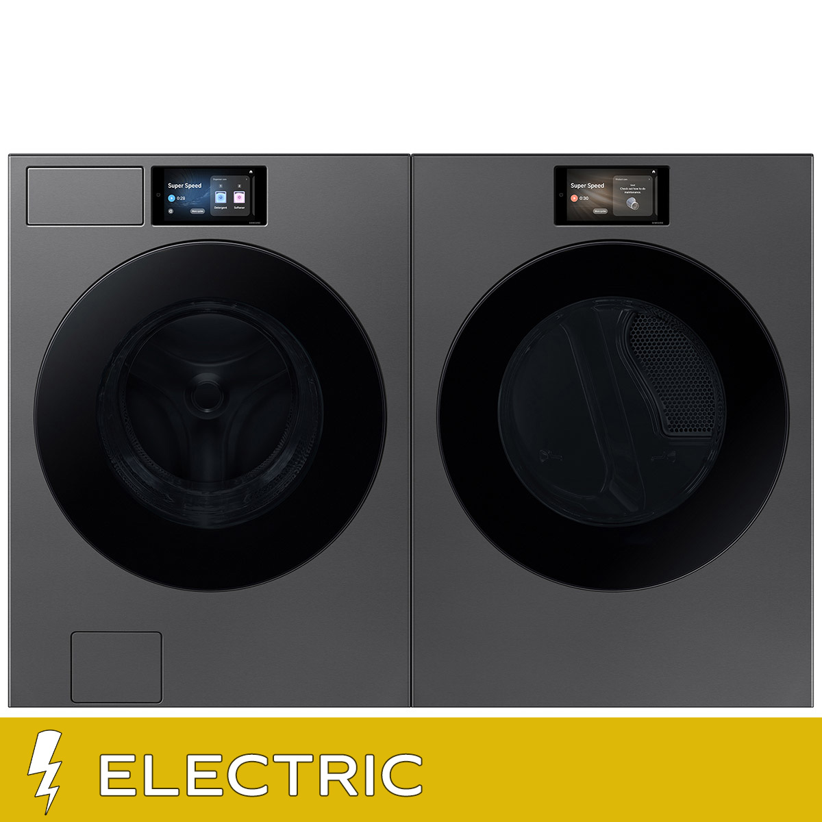 Samsung 5.3 cu. ft. Bespoke AI Front Load Ultra Capacity Washer and 7.6 ...