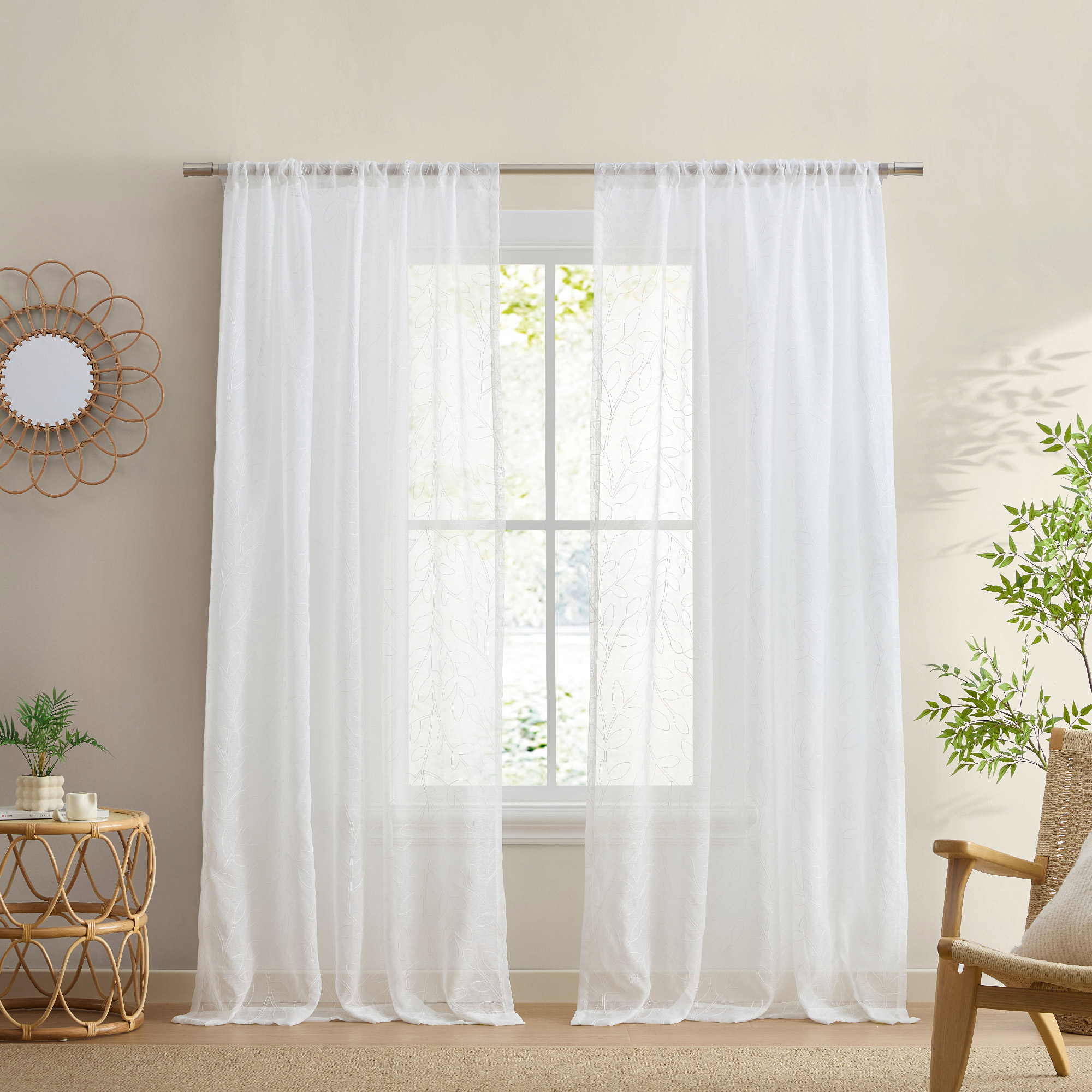 Aliso Embroidered Sheer Window Curtain | Costco