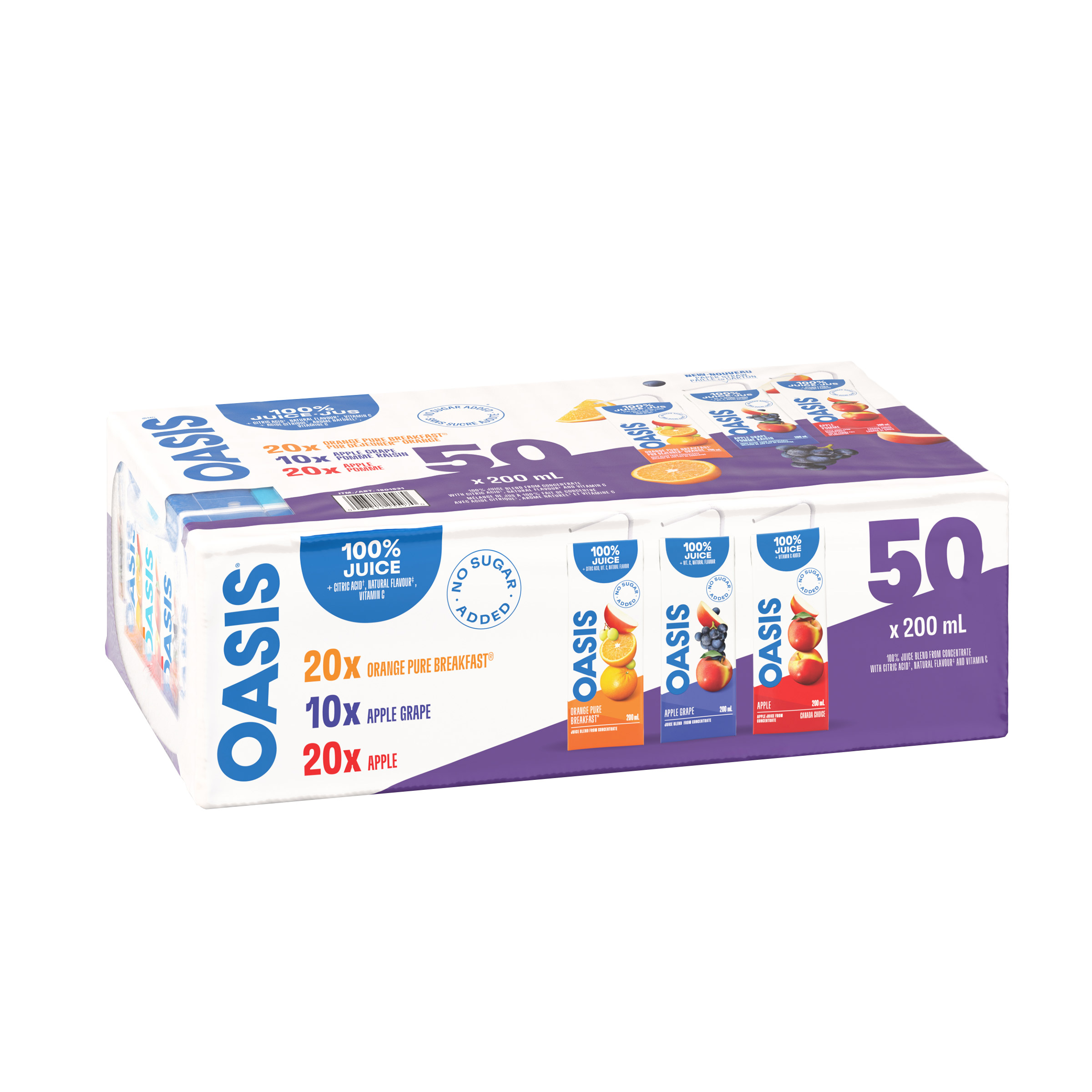 Oasis 100% Juice Blend Assorted Flavours, 50 x 200 mL | Costco