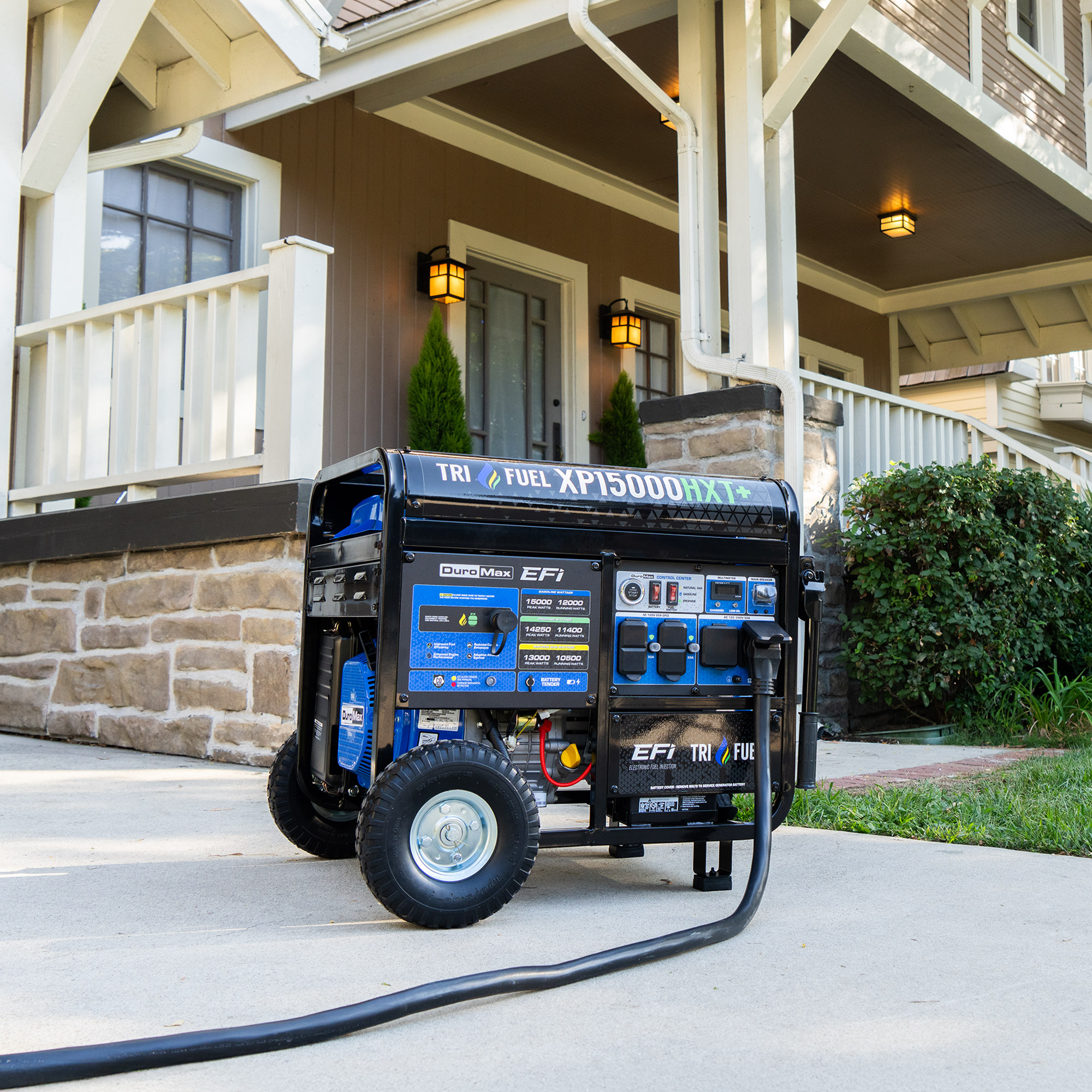 DuroMax 15,000 Watt Tri Fuel EFI Generator with Home Power Backup ...
