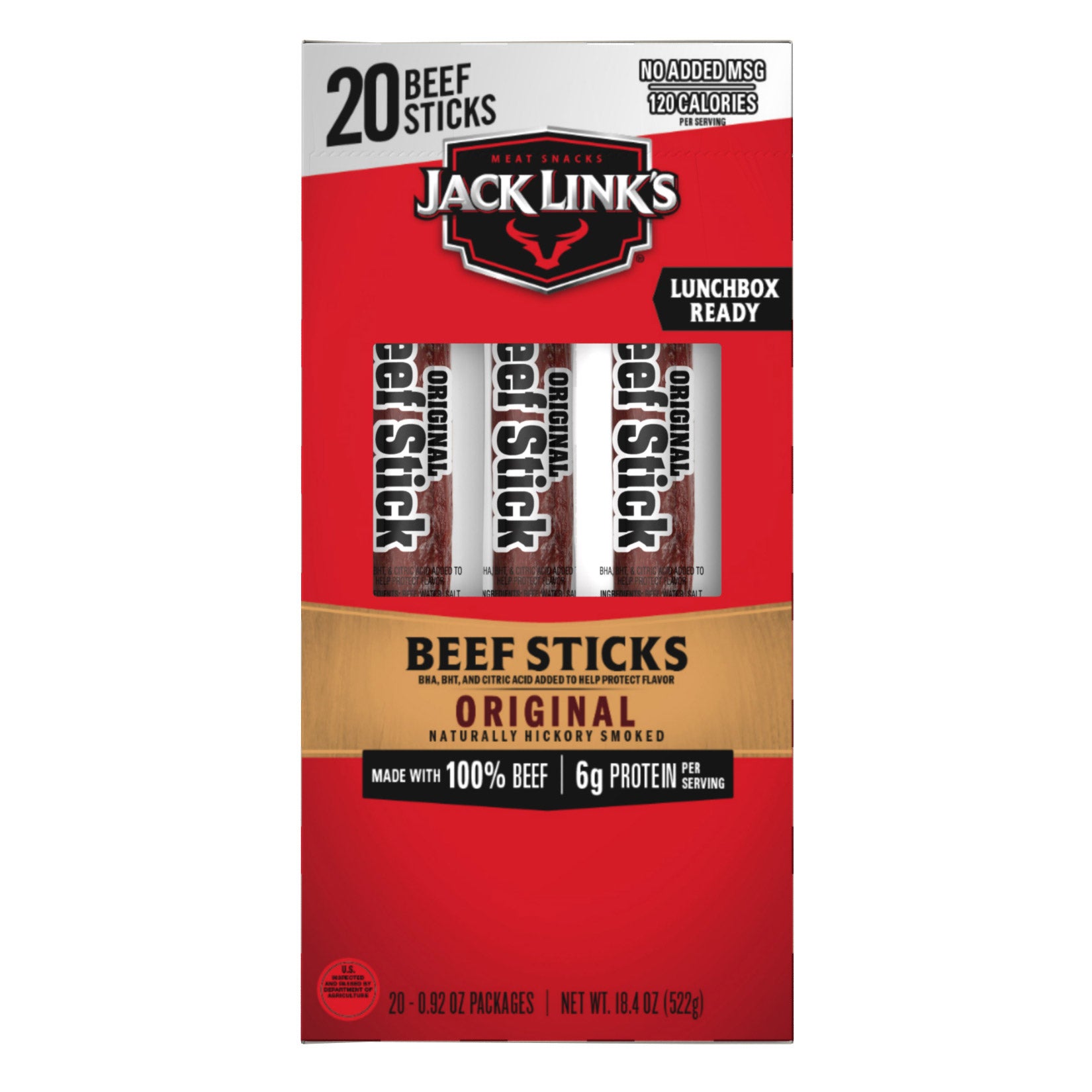 Brandclub - Jack Link's Big Beef Jerky Stick, Original, 0.92 oz, 20-count