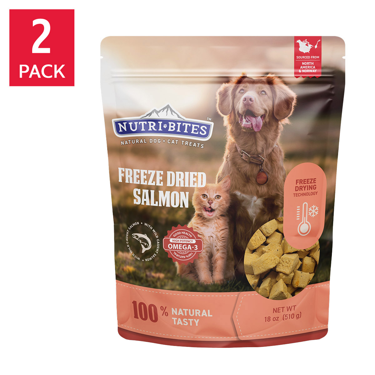 Canature NutriBites Freeze Dried Salmon, Dog and Cat Treat 18oz, 2-pack ...