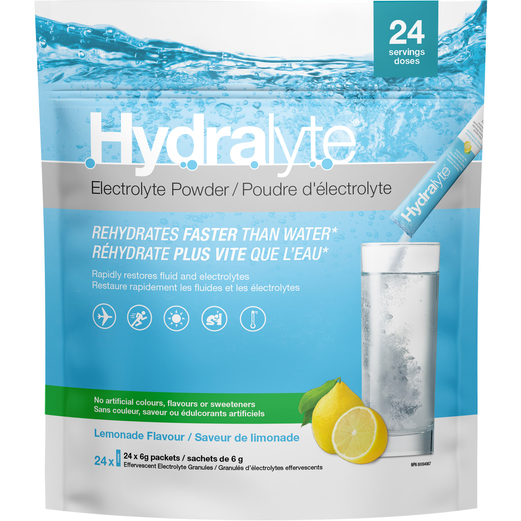 Hydralyte Electrolyte Powder, Lemonade, 24 x 6 g | Costco