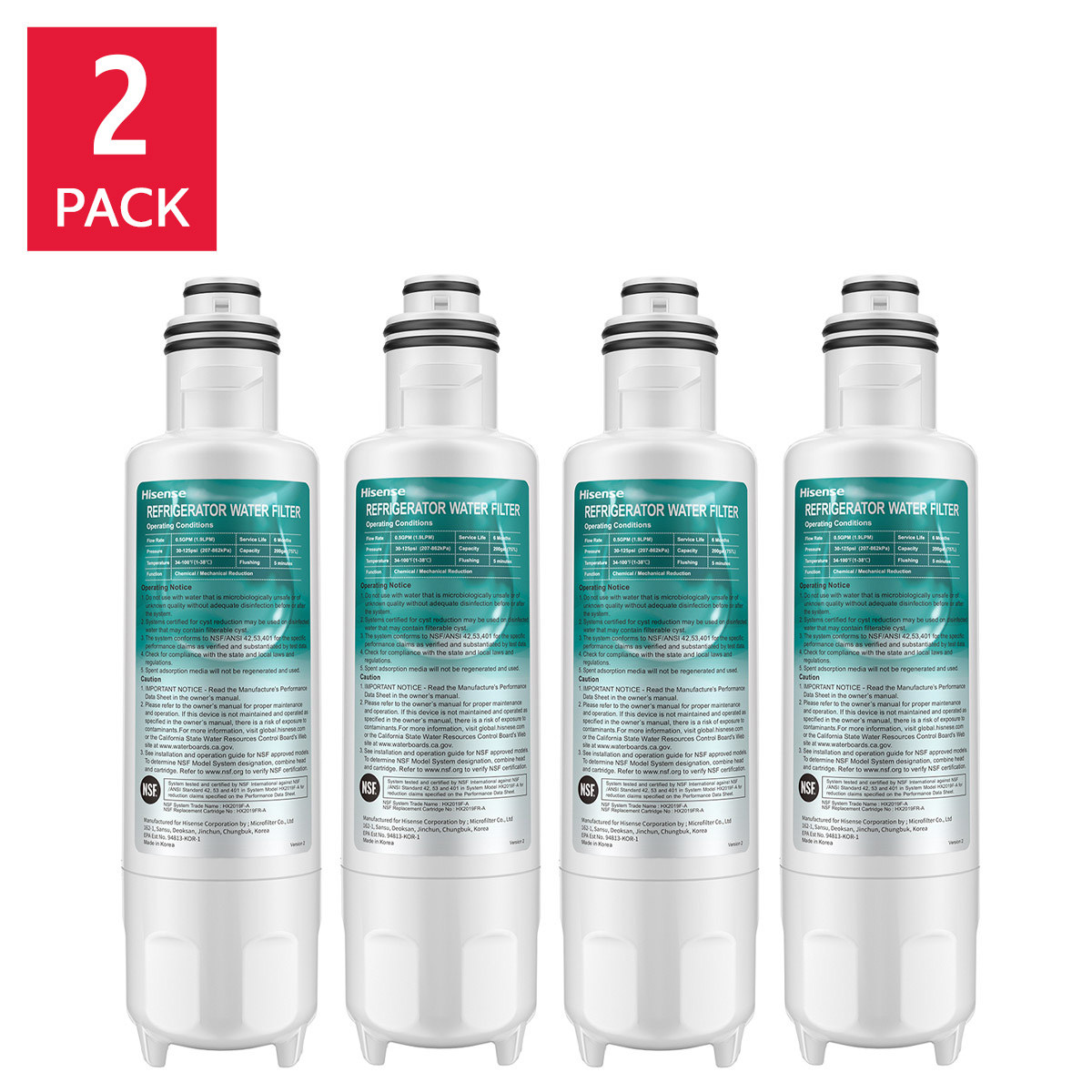 Hisense HX2019F-A Gen 2 Water Filter, 4-pack | Costco