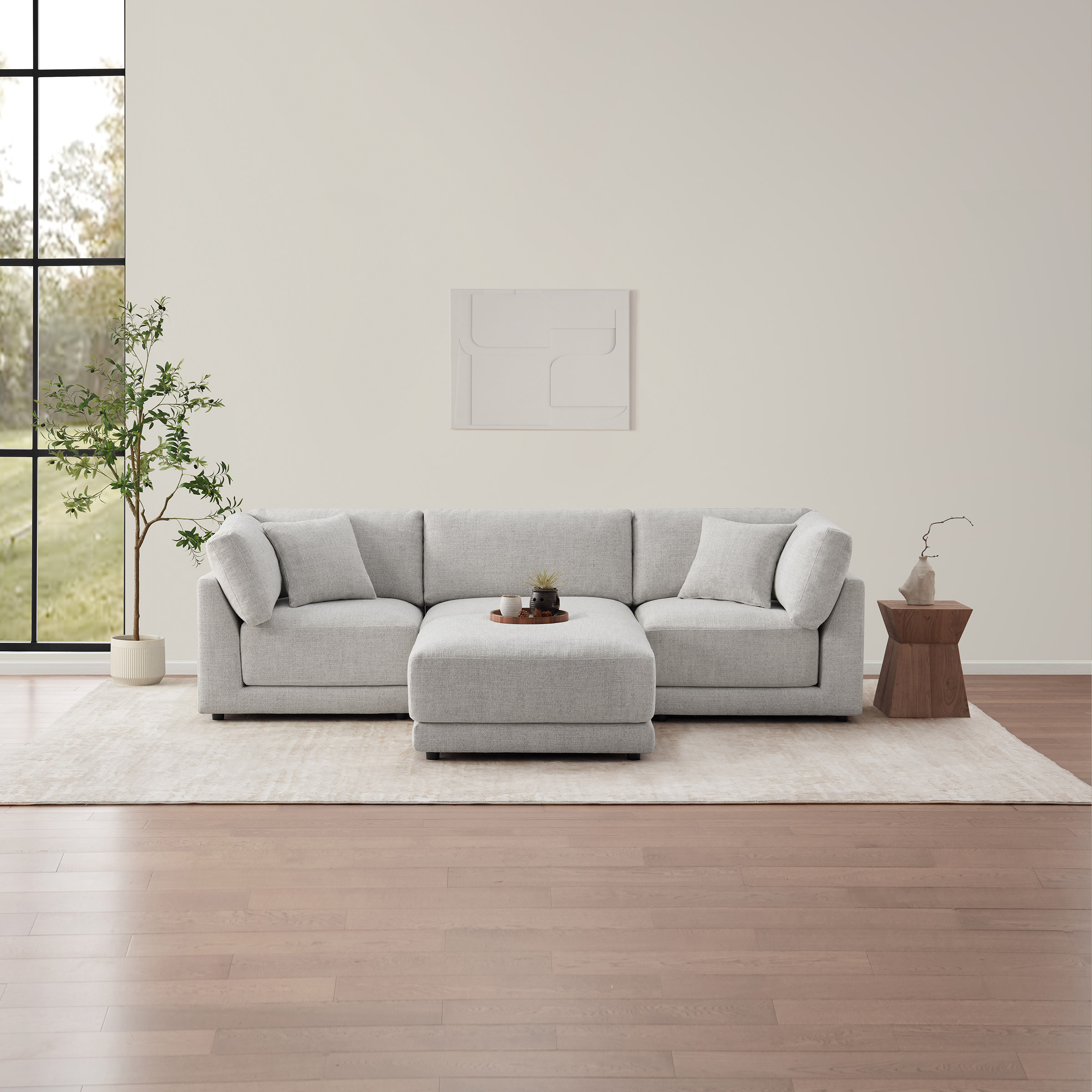 Aiden & Ivy Dayna 4-piece Modular Fabric Sofa with Ottoman | Costco