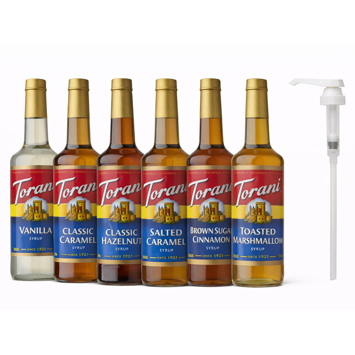 Torani Flavouring Syrups, 6 × 750 mL + 1 Pump | Costco