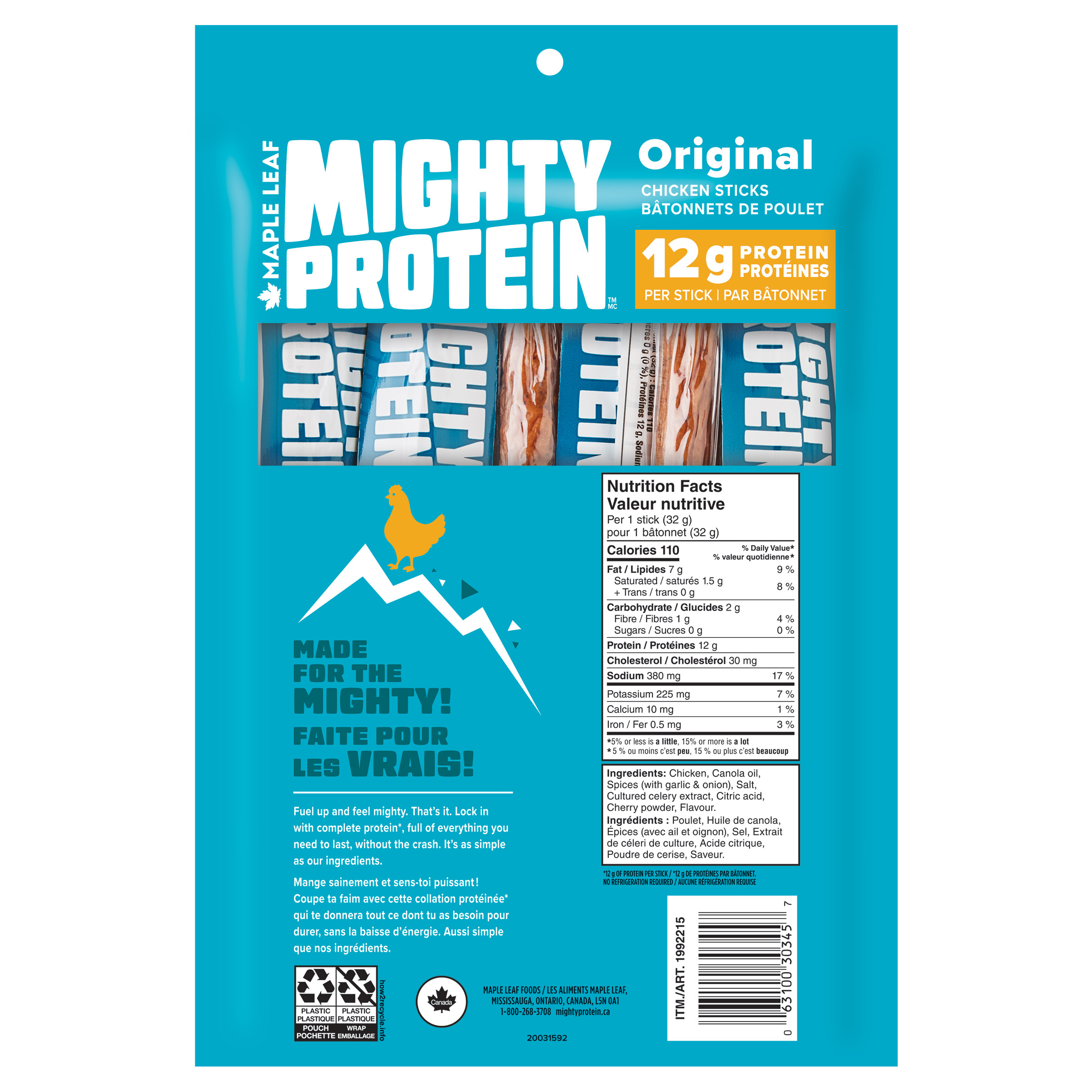 Maple Leaf - Mighty Protein Original Chicken Sticks, 16 × 32 g | Costco