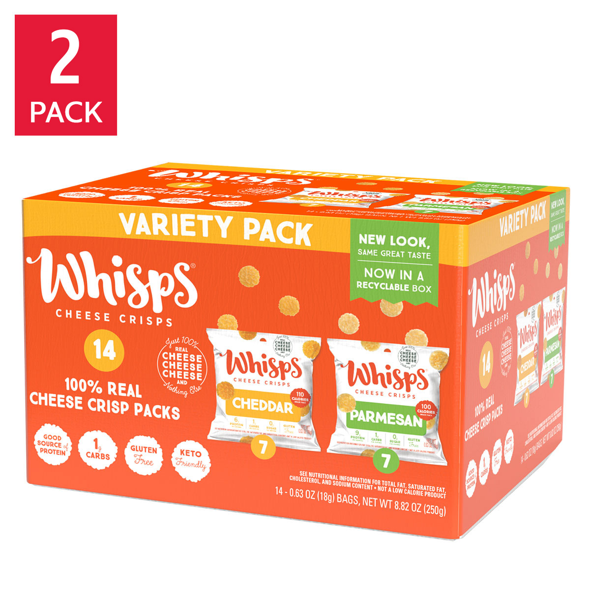 Whisps Single Serve Parmesan and Cheddar Cheese Crisps, 14 X .63 oz ...