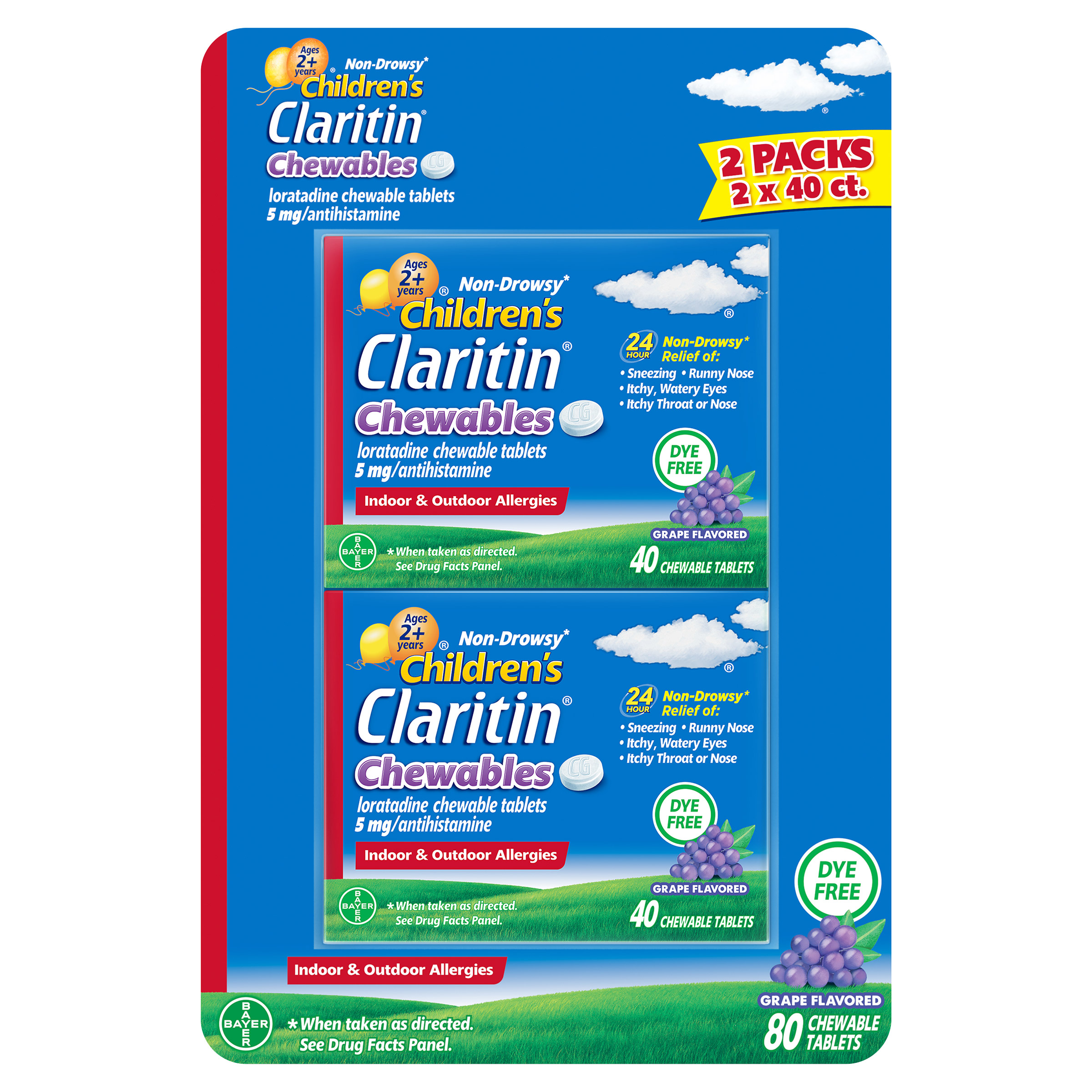 Claritin Children's Dye-Free Chewables, 80 Chewable Tablets | Costco