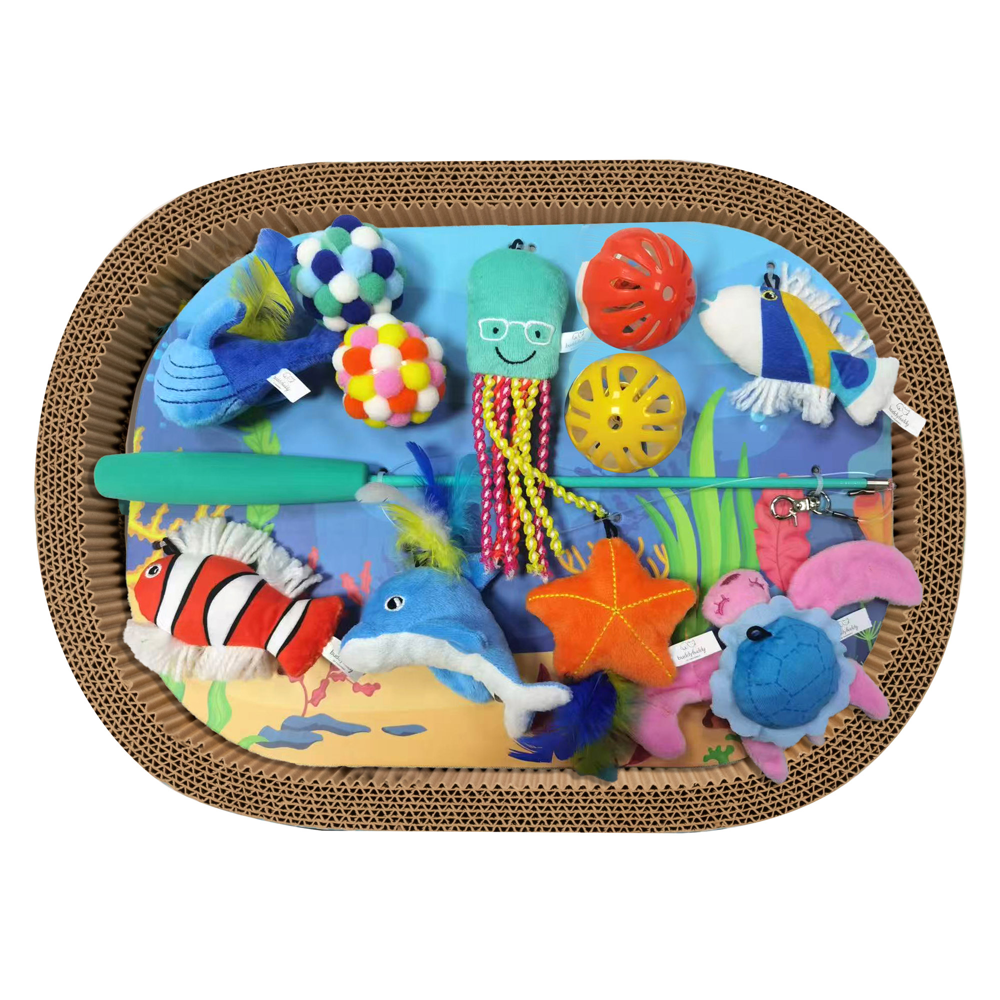 Buddy Buddy Cat Scratcher Bed and Toys, 13-piece Set | Costco