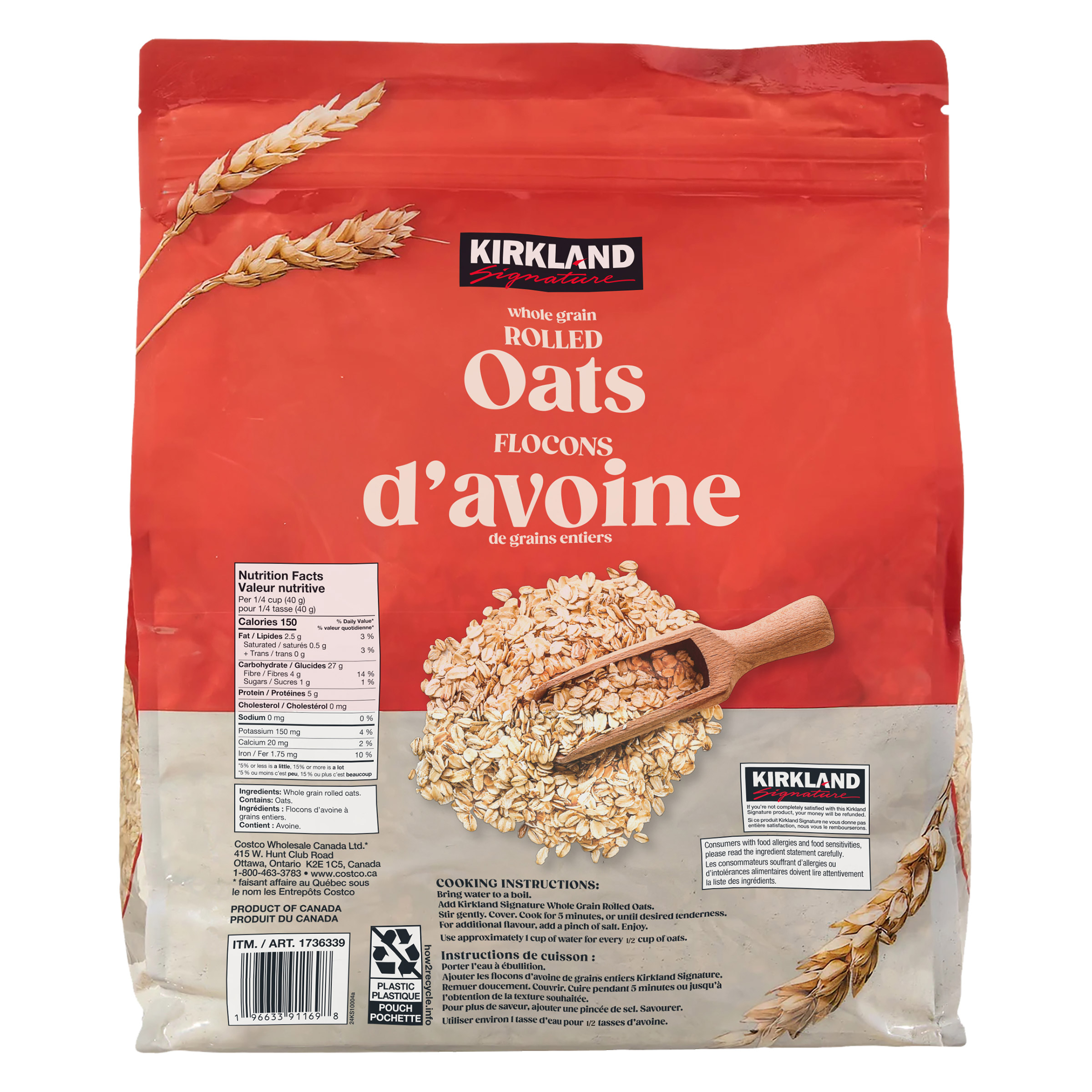 Kirkland Signature Whole Grain Rolled Oats, 4.54 kg | Costco