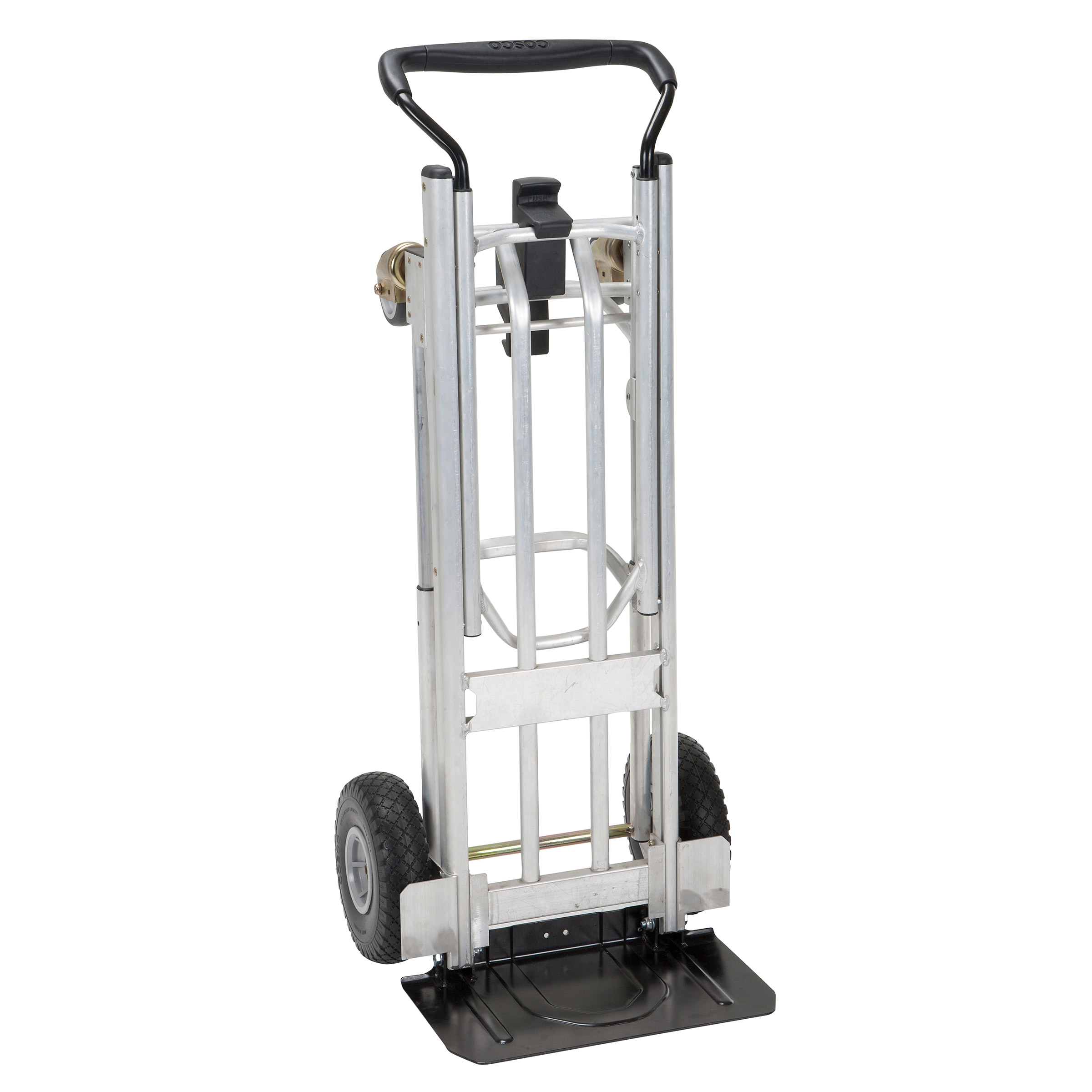 COSCO 4-In-1 Hybrid Steel and Aluminum Hand Truck with Flat Free Wheel ...
