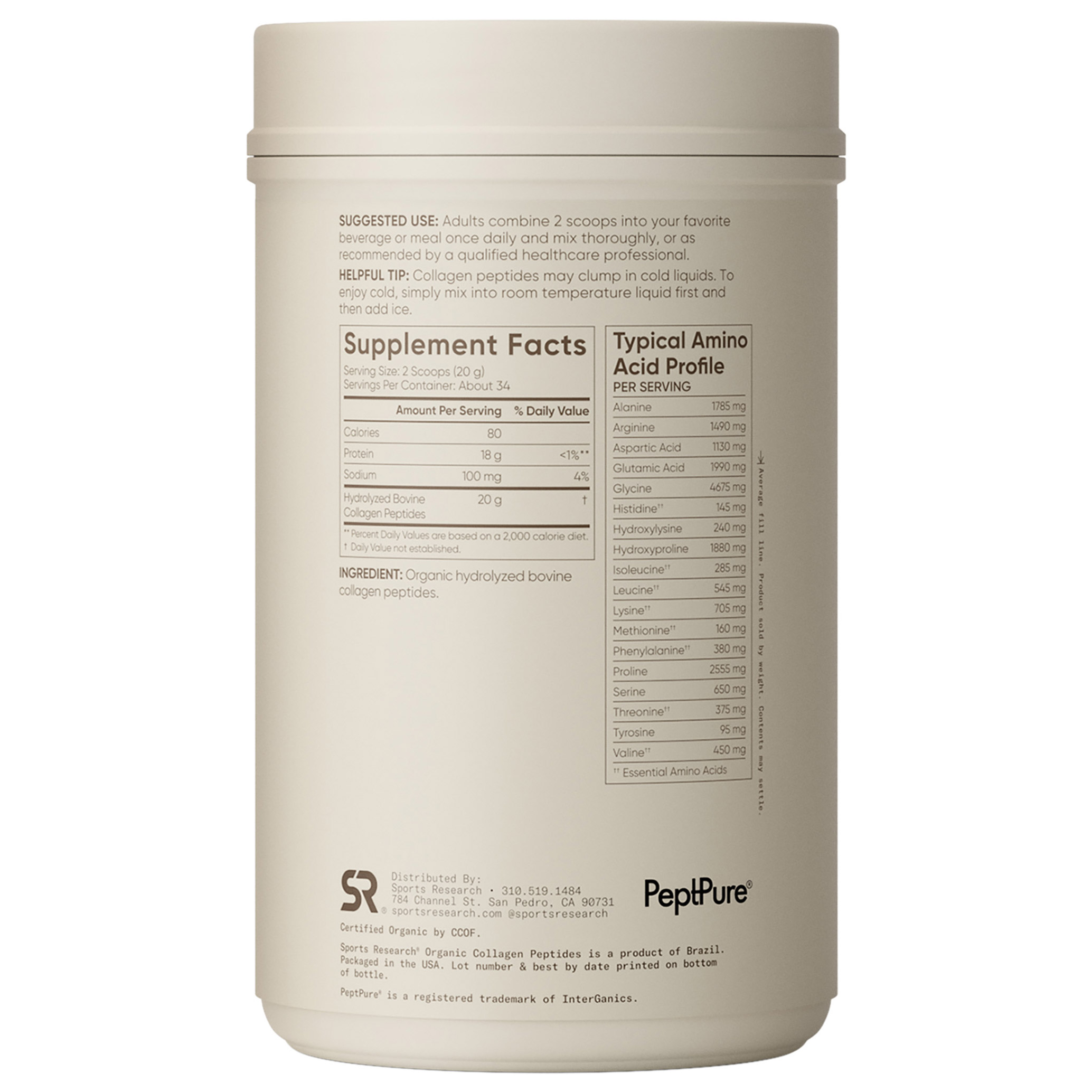 Sports Research Organic Collagen Peptides, 1.5 lbs | Costco