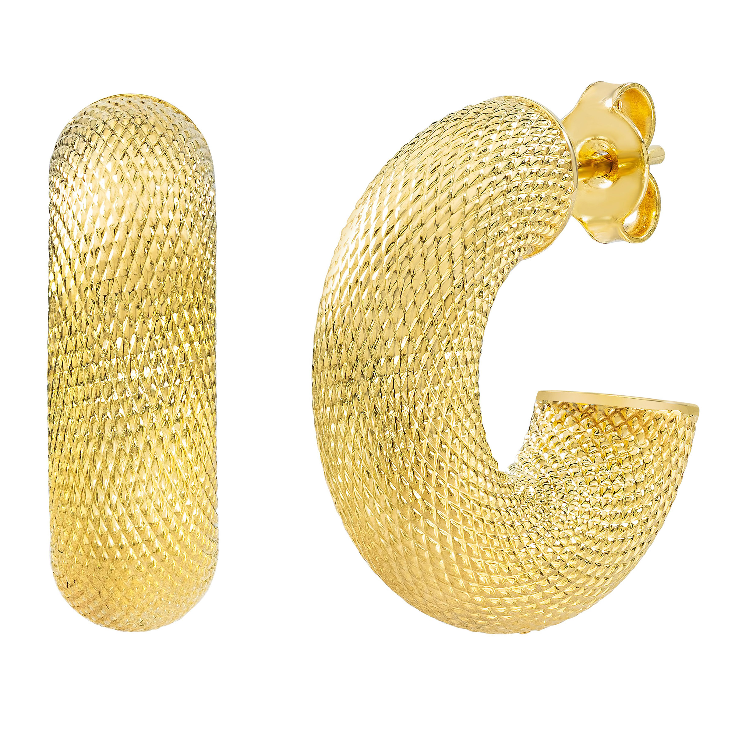 14kt Yellow Gold Diamond Cut Huggie Hoop Earring | Costco