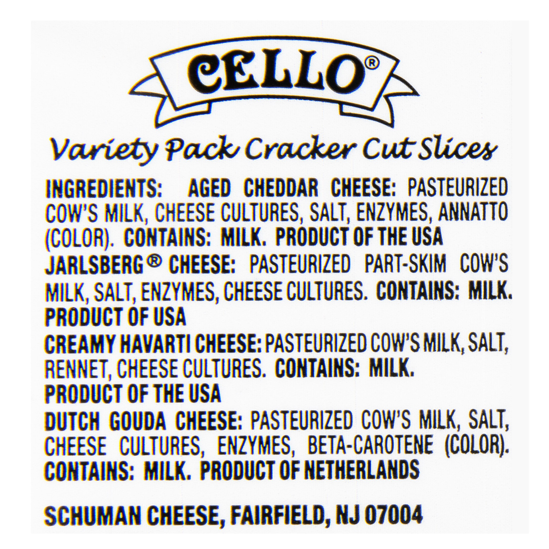 Cello Variety Pack, Cracker Cut, Premium Sliced Cheeses, 2 lbs | Costco