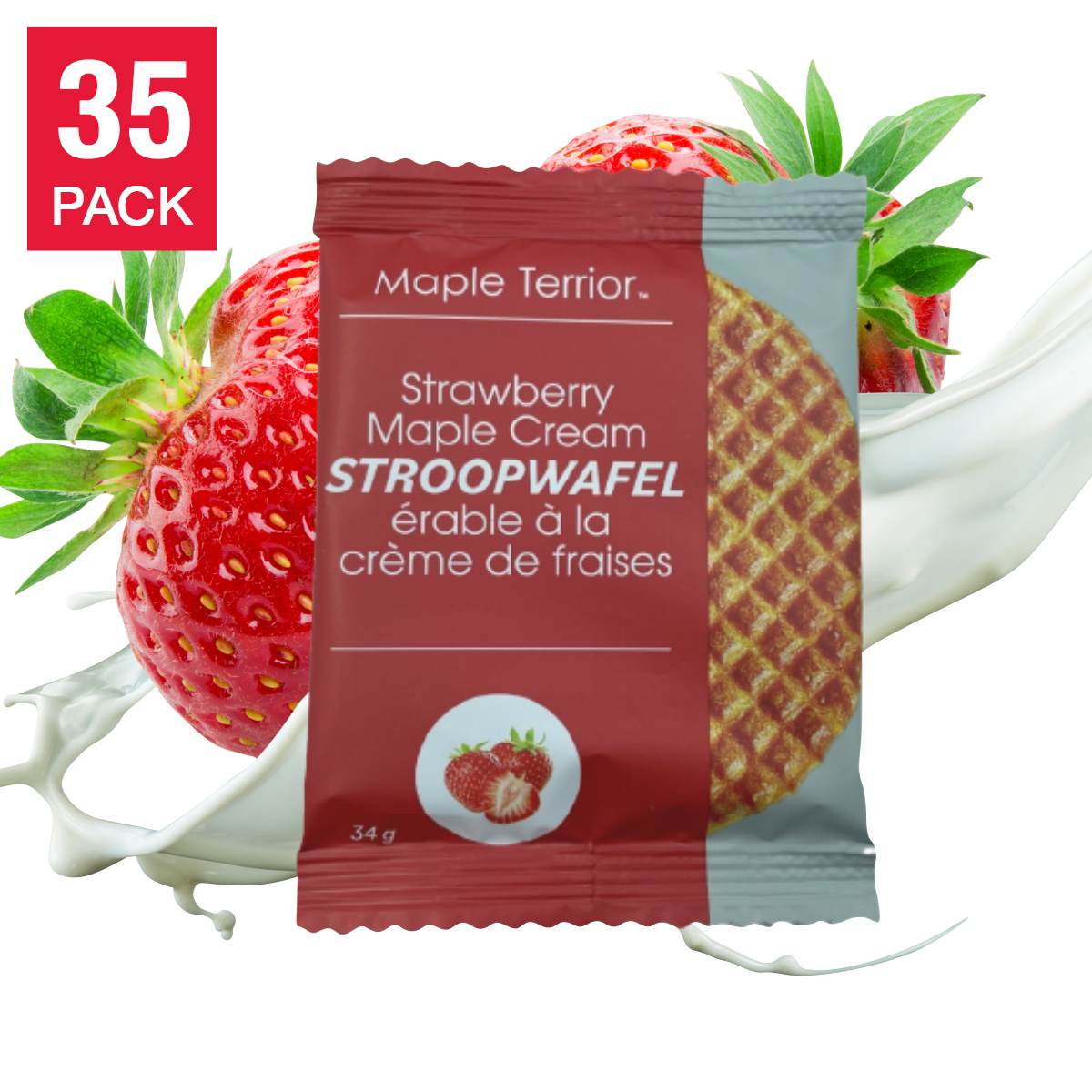 Maple Terroir Strawberry Maple Cream Stroopwafel Cookies, 35 × 34 g ...