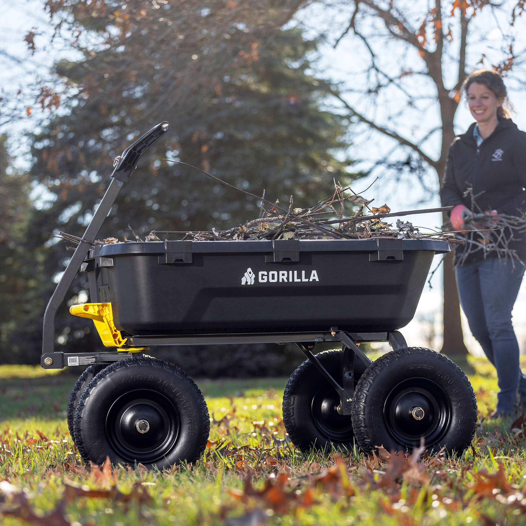 Gorilla 9 cu ft. Heavy Duty Poly Yard Dump Cart with No Flat Tires | Costco