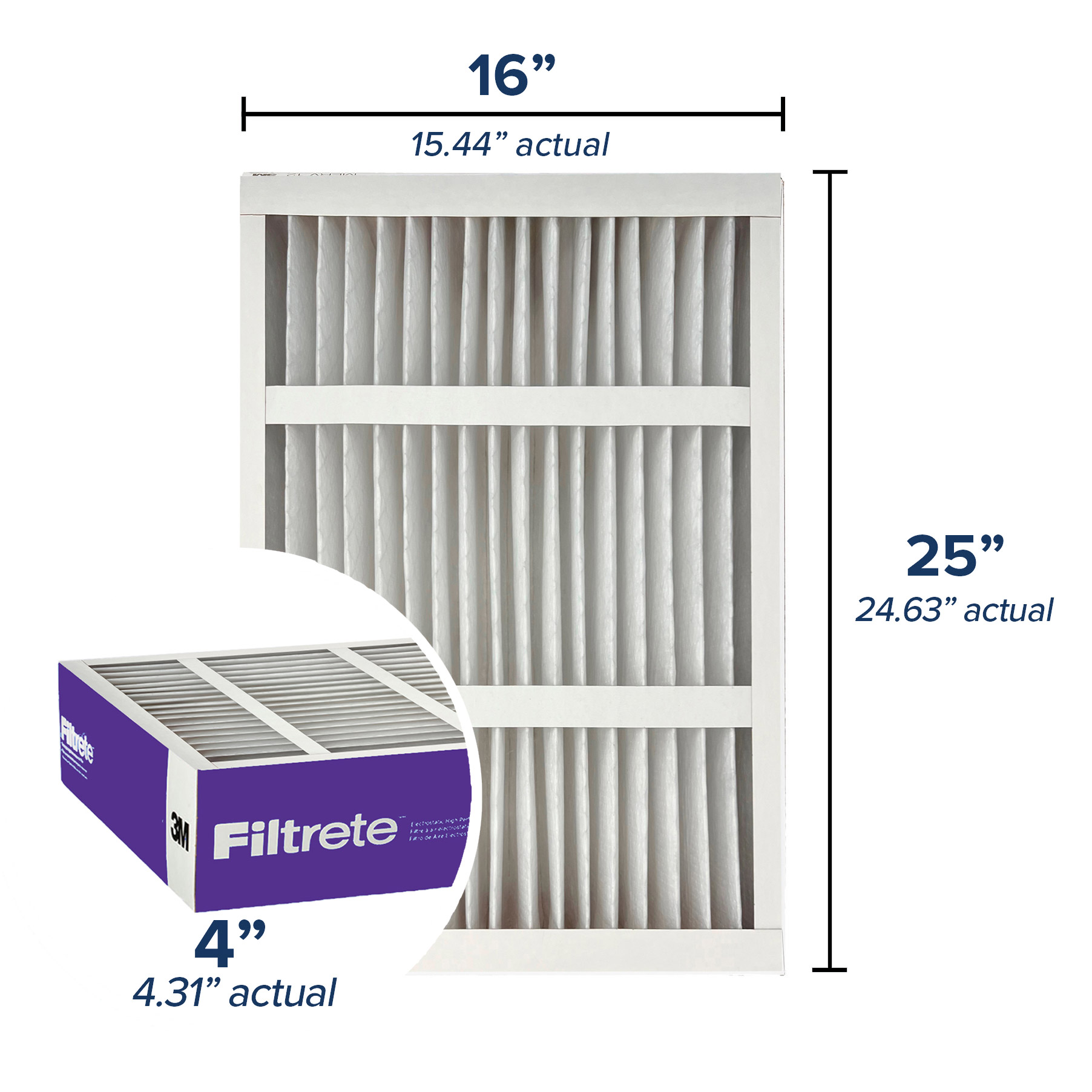 Filtrete Air Filter 4”, MPR 1550 MERV 12, Ultra Allergen, Bacteria, and ...
