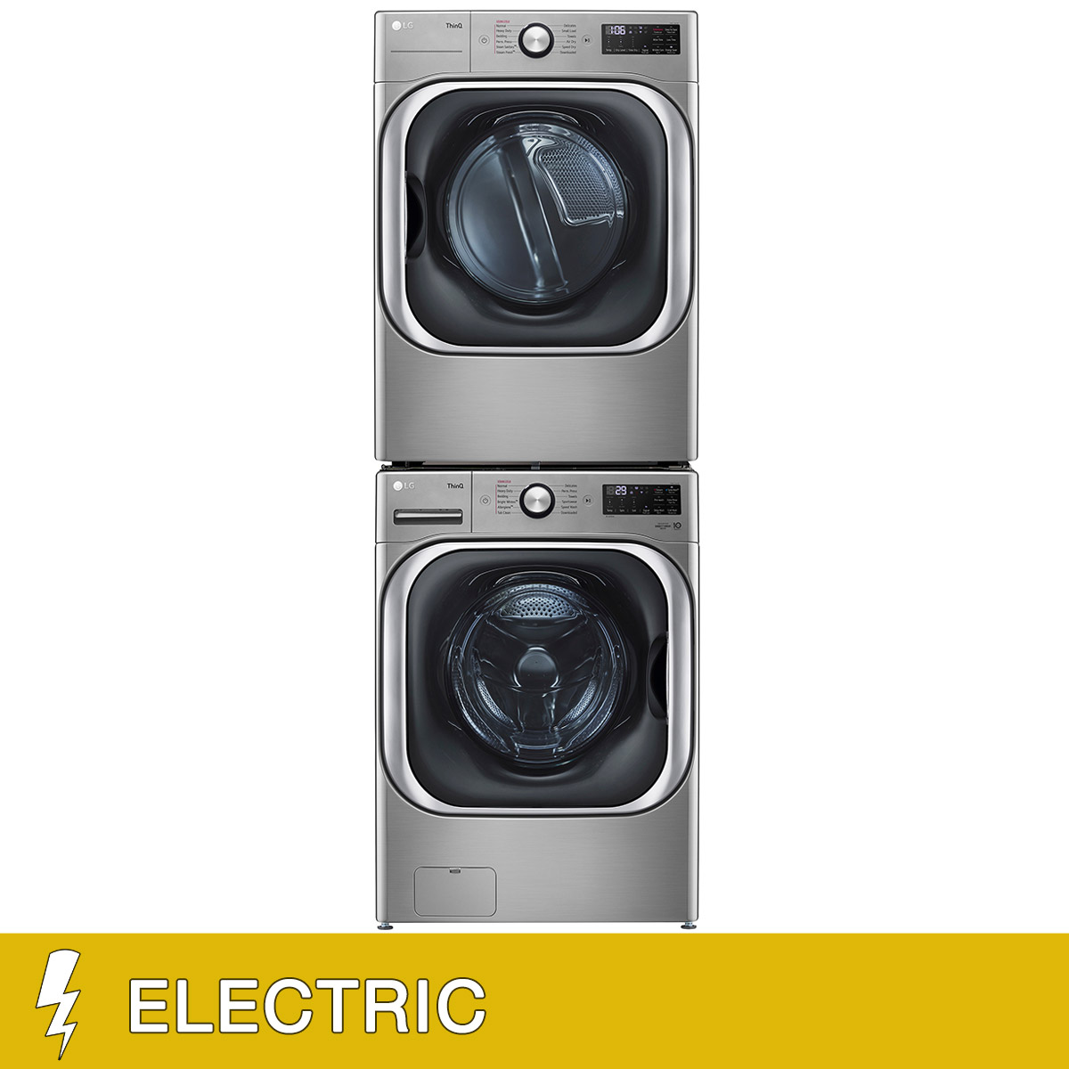 LG 5.2 cu. ft. Mega Capacity Front Load Washer and 9.0 cu. ft. Mega ...