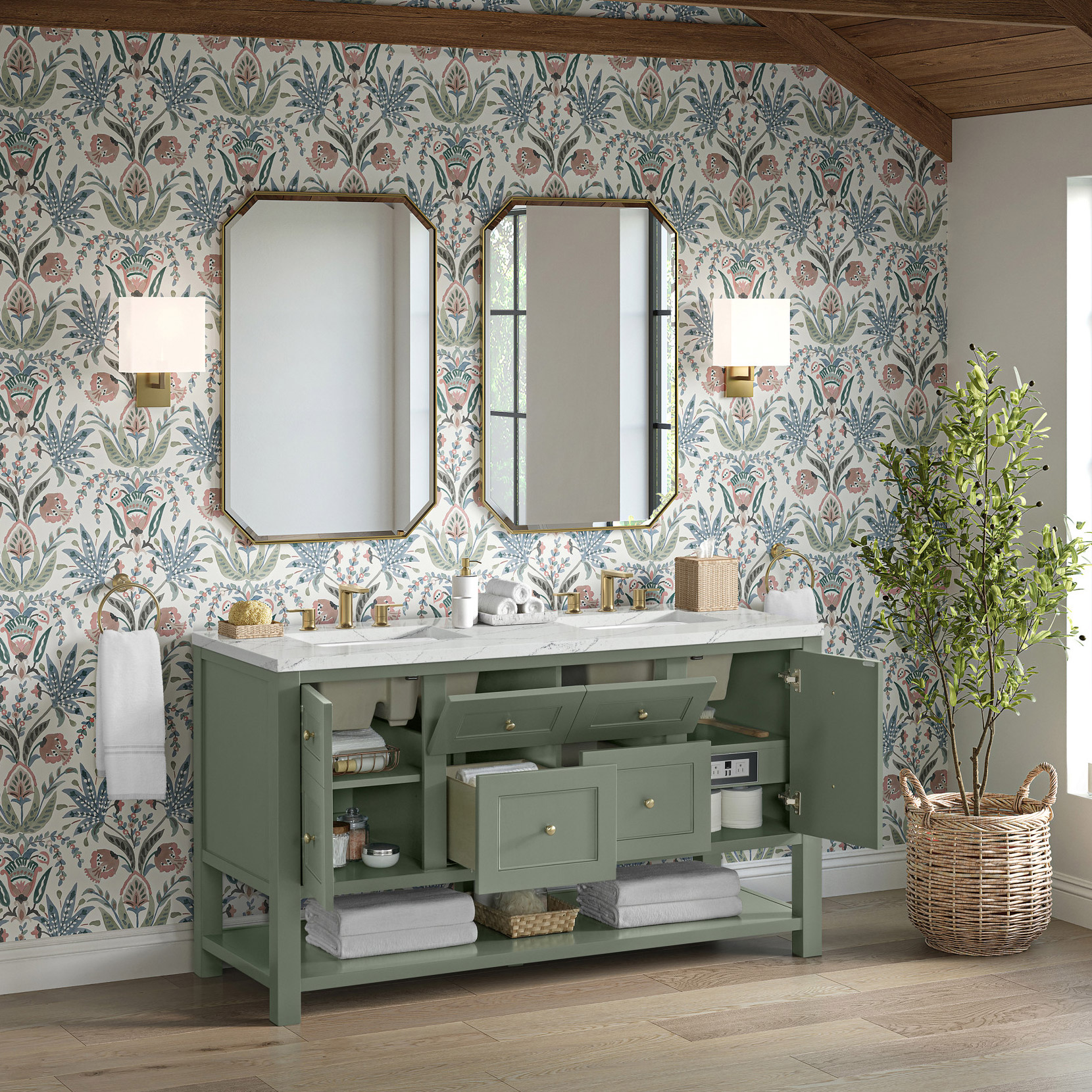 Breckenridge 60" Bathroom Vanity in Smokey Celadon by James Martin ...