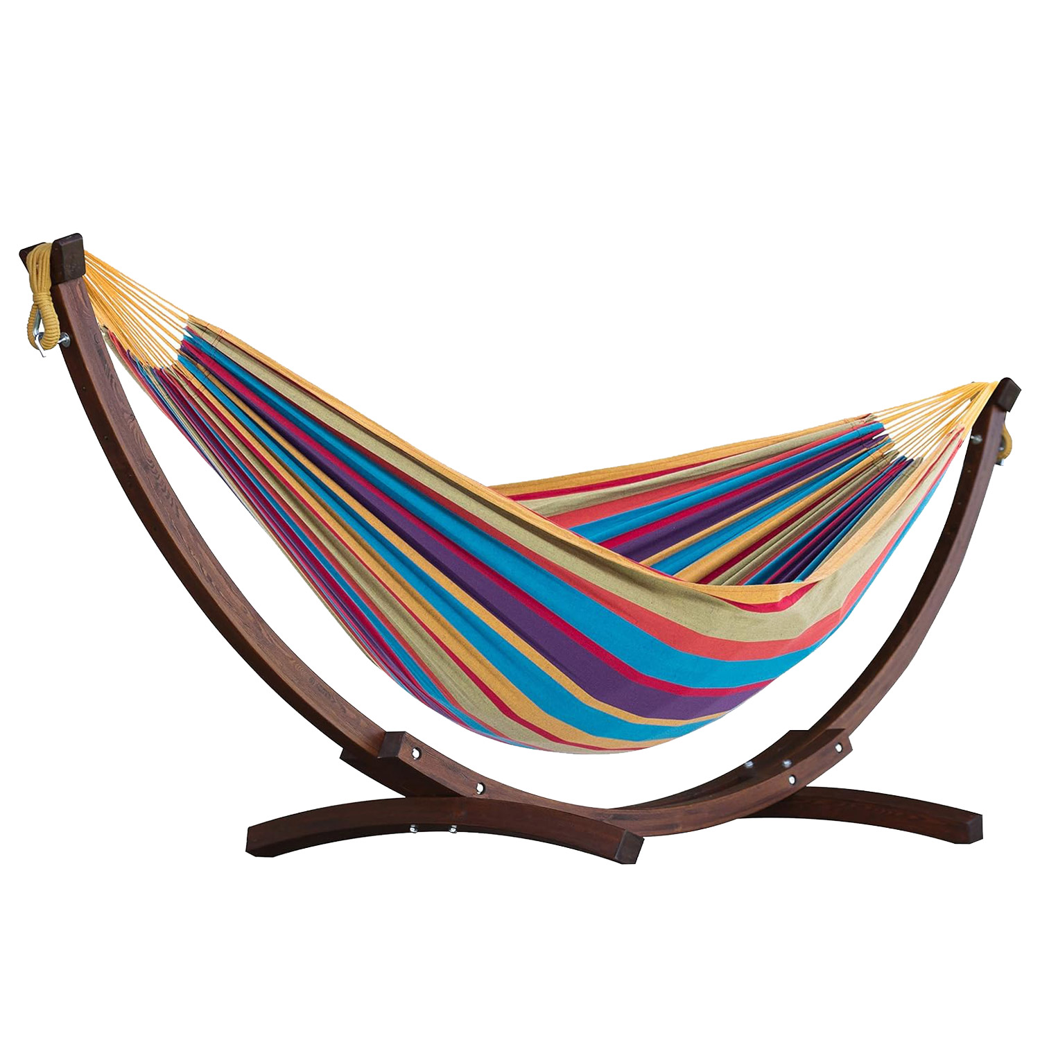 Vivere Double Cotton Hammock with Solid Pine Arc Stand | Costco