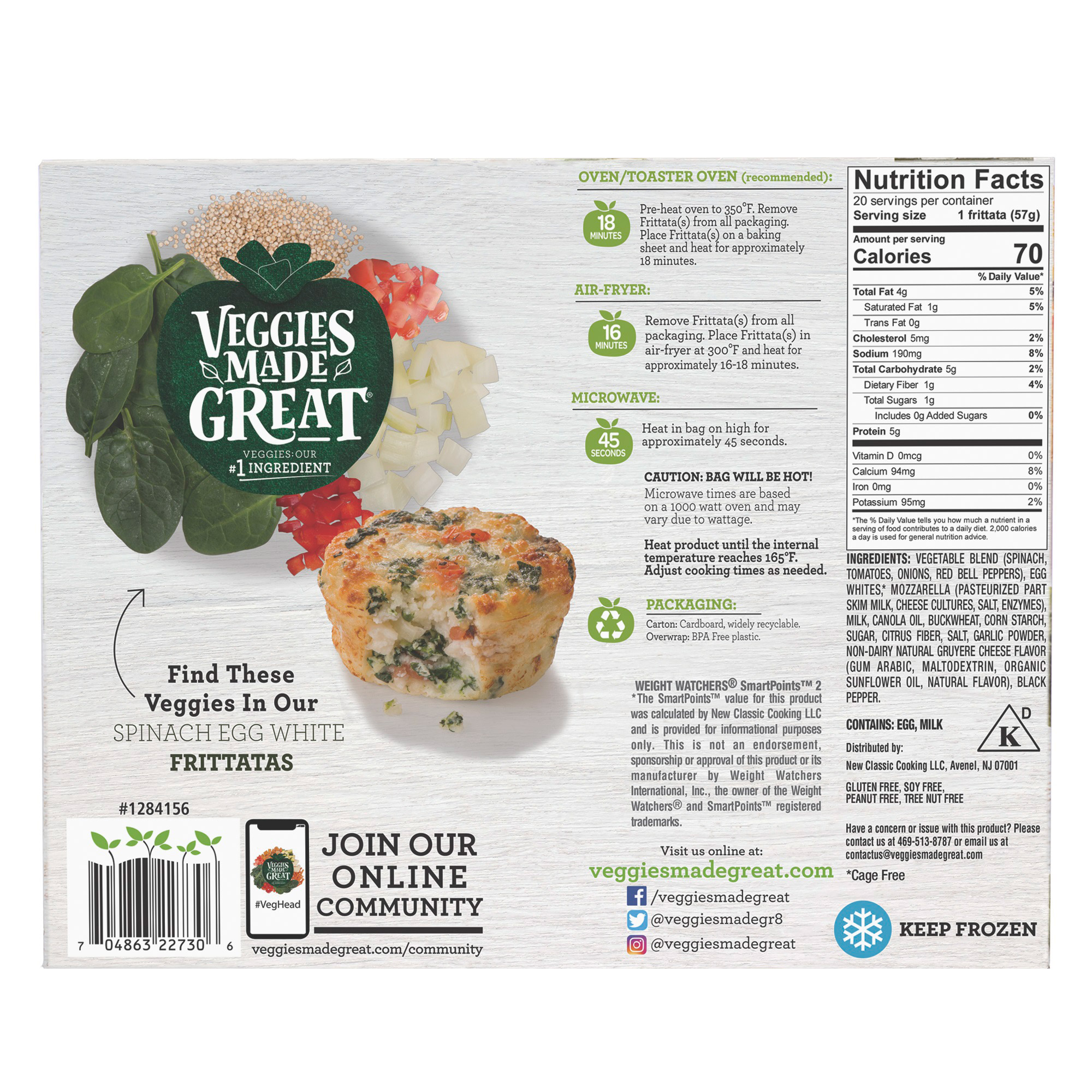 Veggies Made Great Spinach Egg White Frittatas, 20-count | Costco