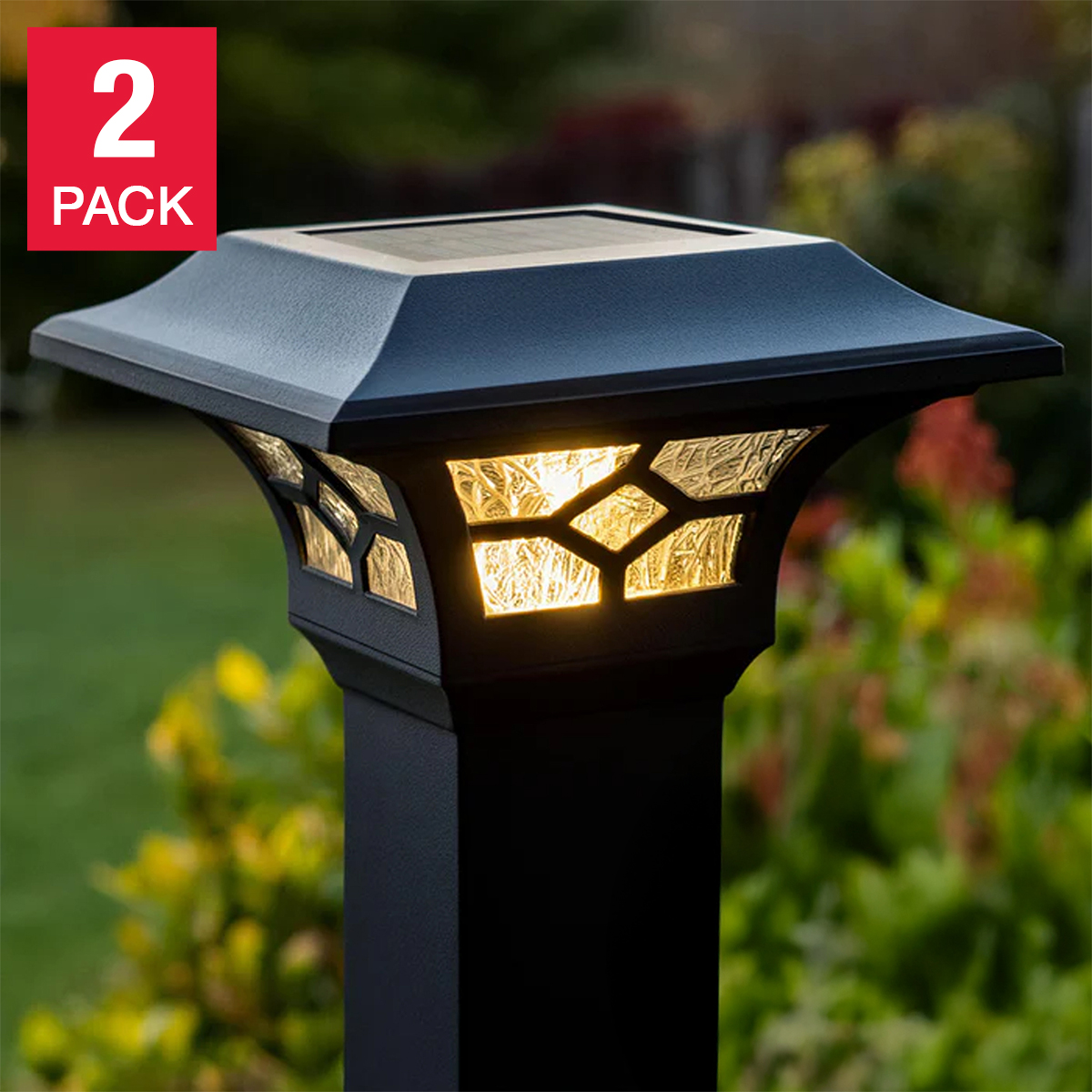 Classy Caps Kingston Dual Lighted Solar Post Cap, 2-pack | Costco
