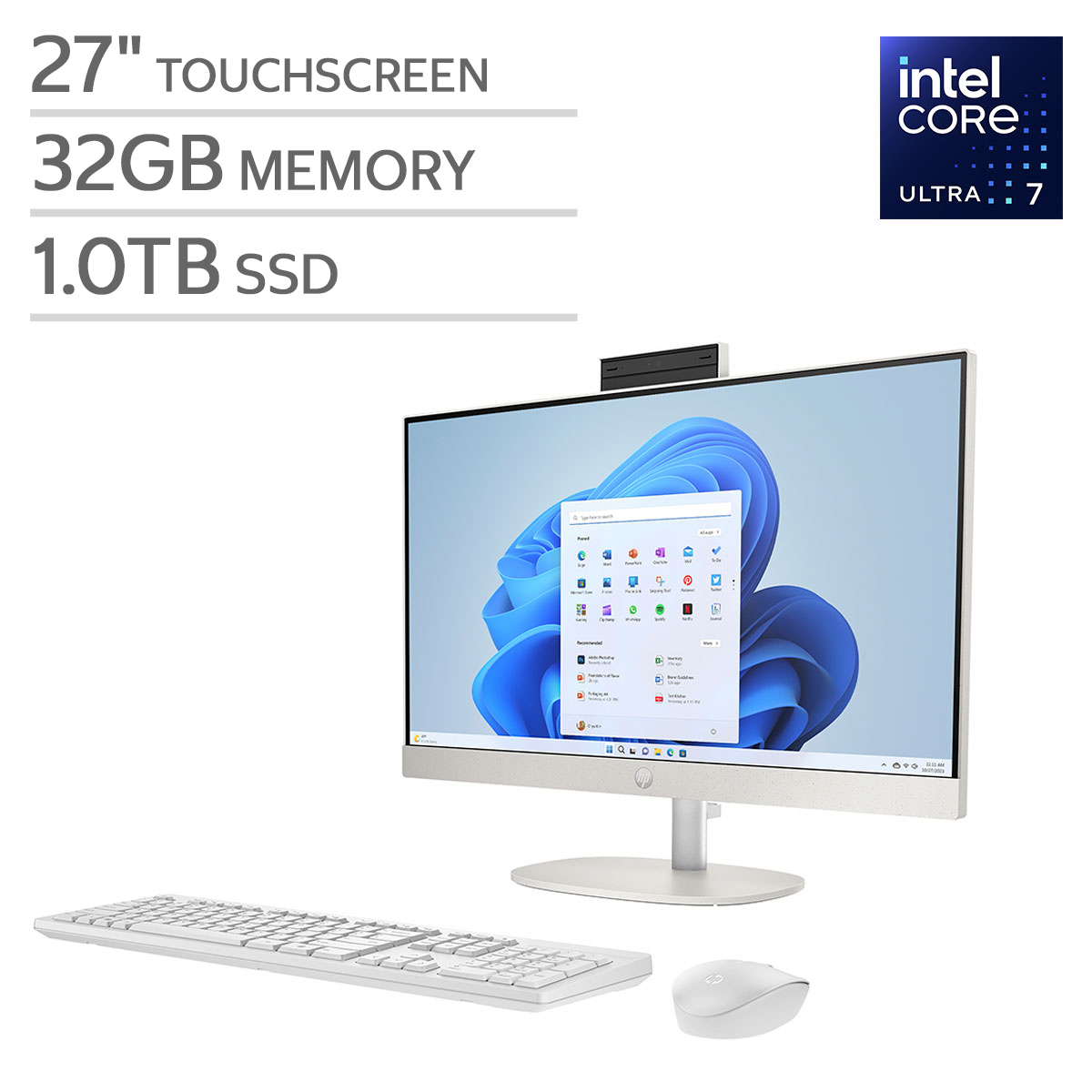 HP 27" All-in-One Touchscreen Desktop - Intel Core Ultra 7-155U - 1080p ...