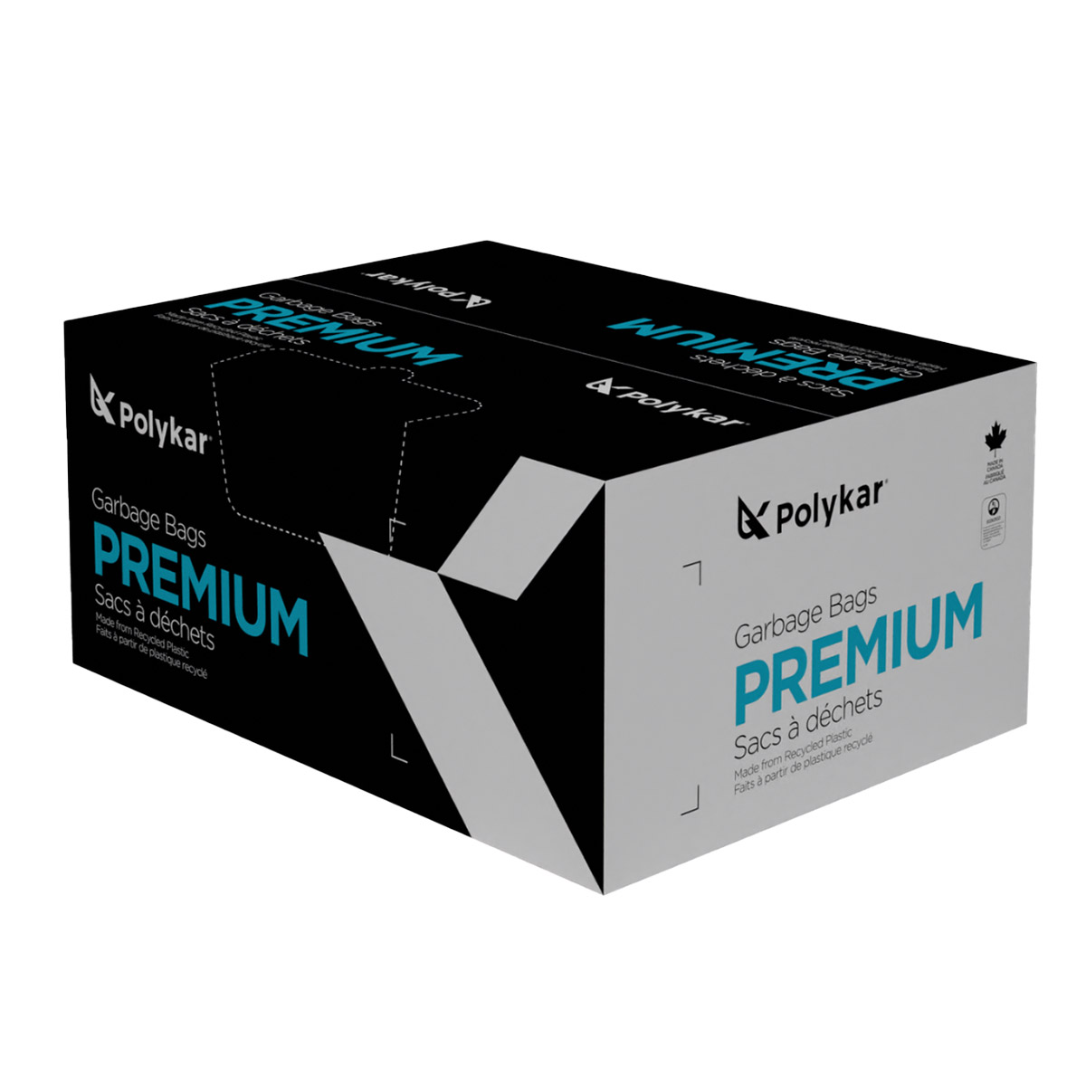 Polykar Premium Garbage Bags 55.88 cm x 60.96 cm (22 in. x 24 in.), 500 ...