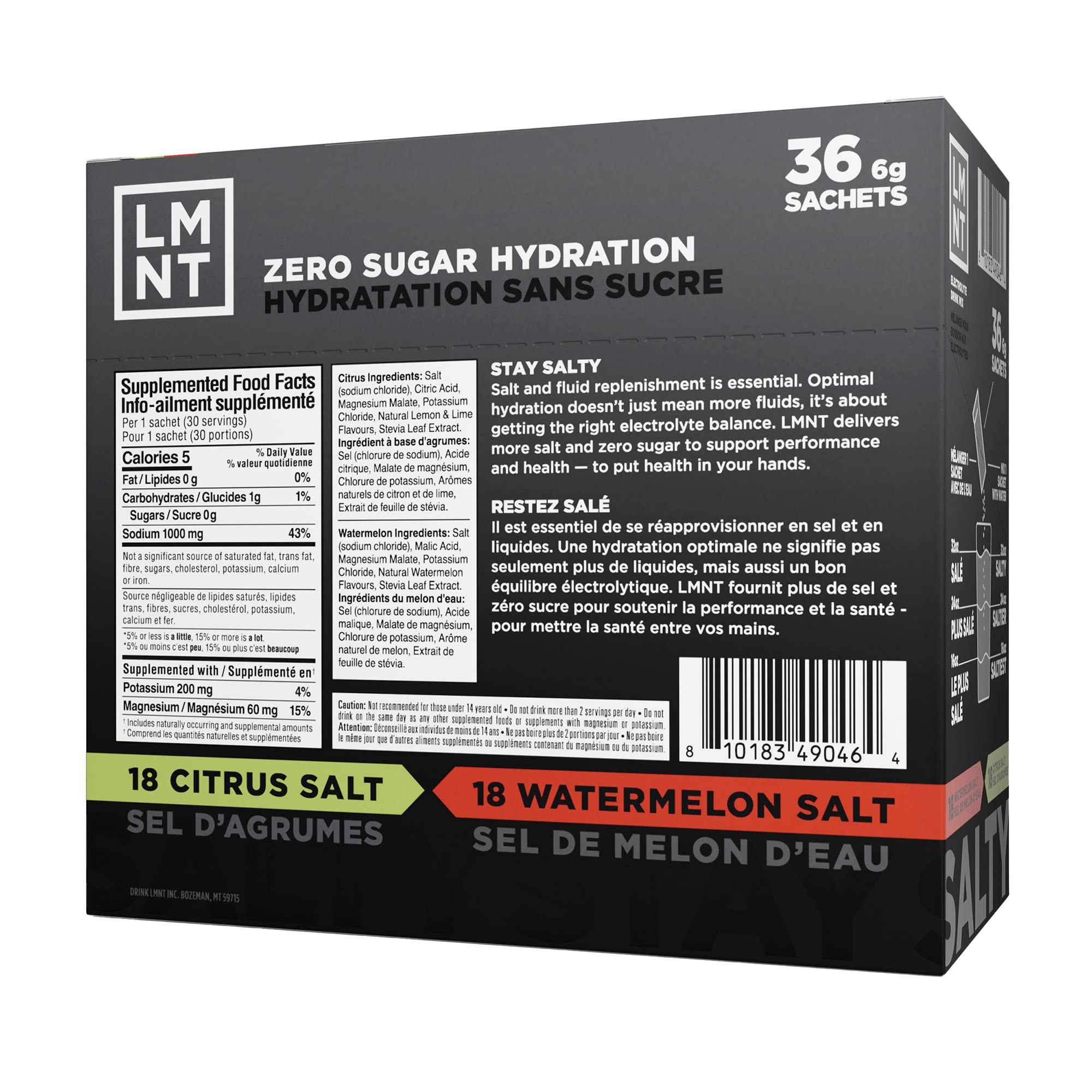 LMNT Zero Sugar Electrolytes Variety Pack, 36 x 6 g | Costco