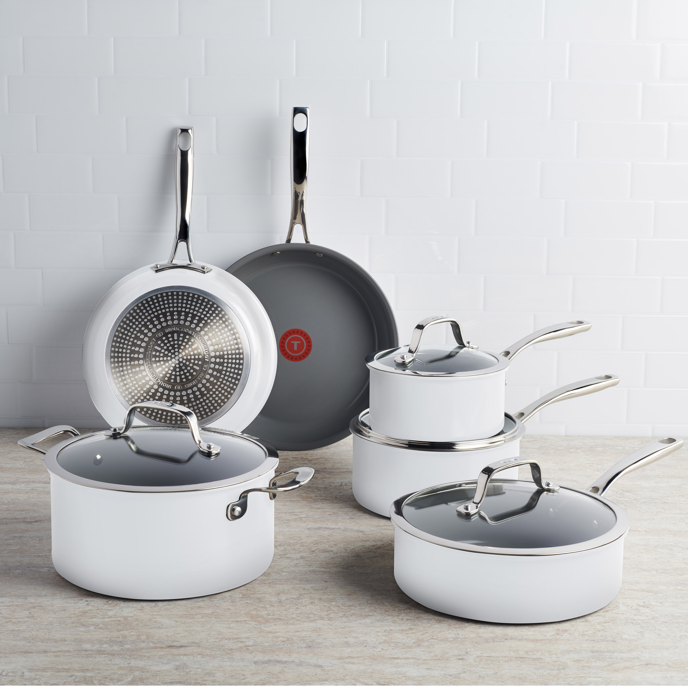 T-fal Excellence Ceramic Non-Stick Cookware Set, 10-piece | Costco