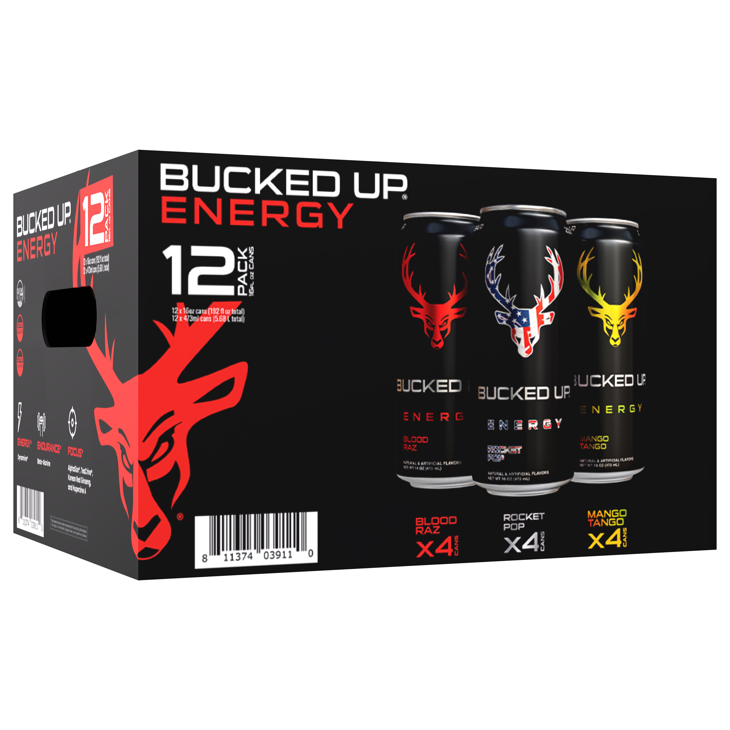 Bucked Up Energy Drink, Variety Pack, 16 fl oz, 12-count | Costco