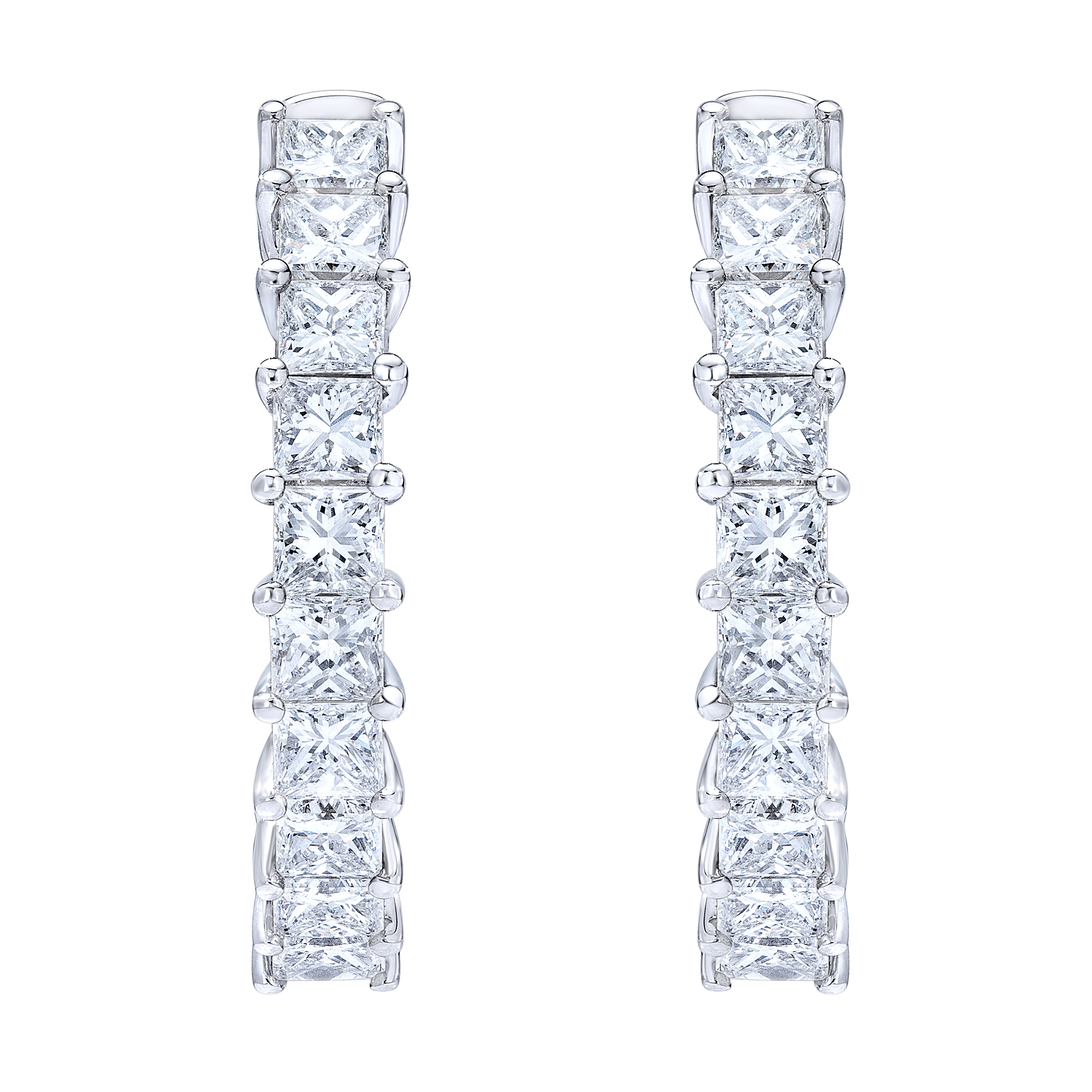 Princess Cut 2.00 ctw VS2 Clarity, I Color Diamond 14kt White Gold Hoop ...