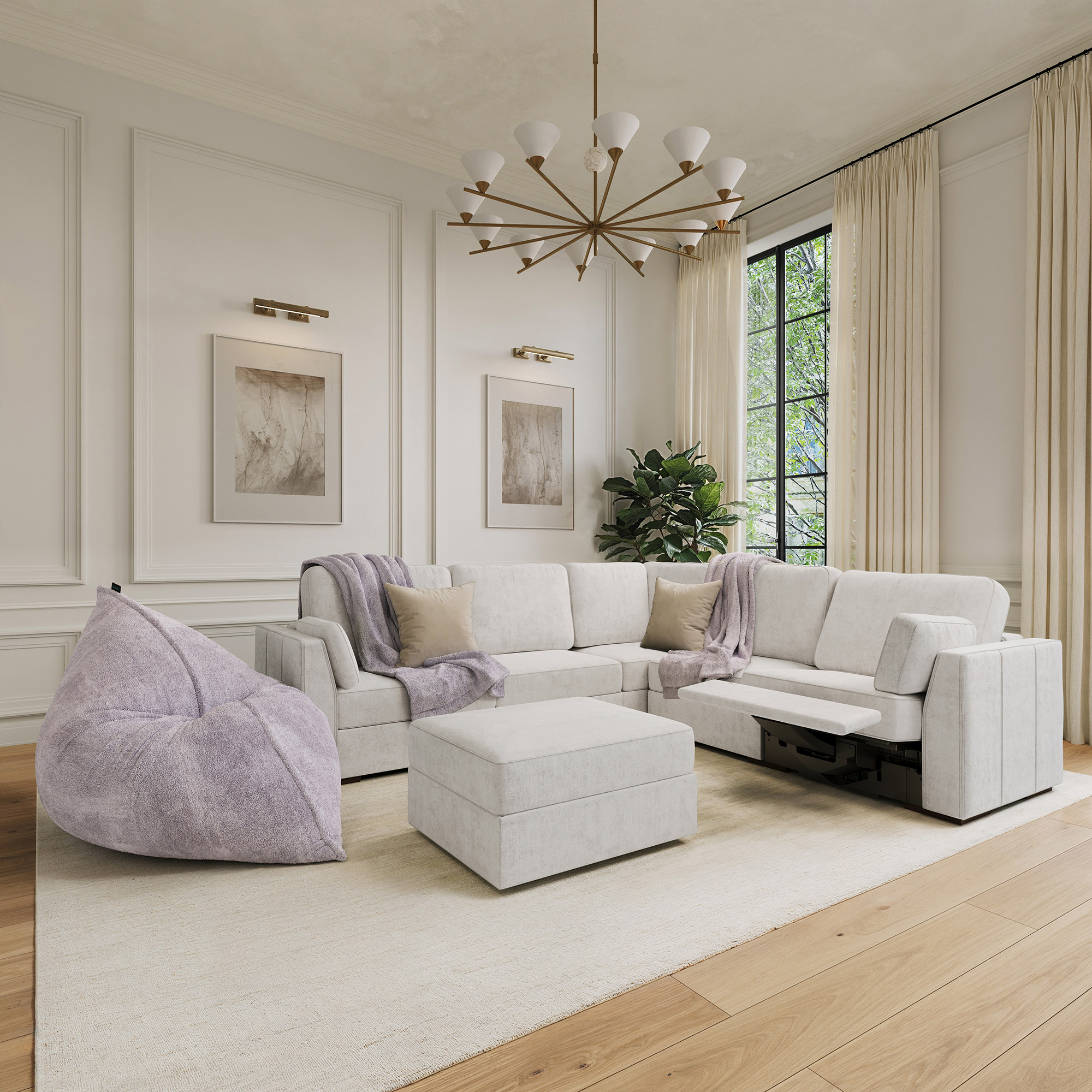 Lovesac Modular Sectional Sofa Bundle 6 Seats/8 Angled Sides with Power ...