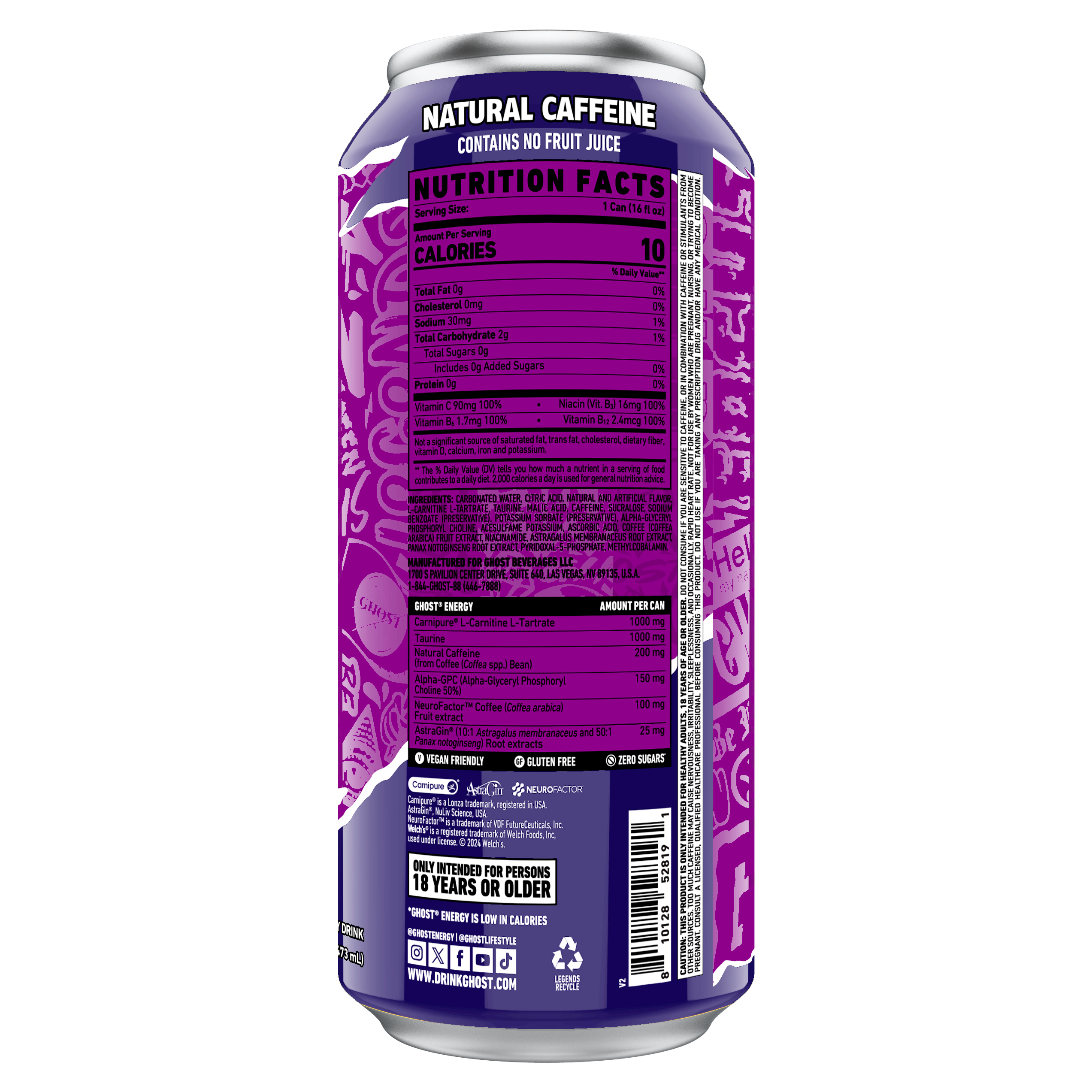 Ghost Energy Drink, Zero Sugar, Variety Pack, 16 fl oz, 15 ct | Costco