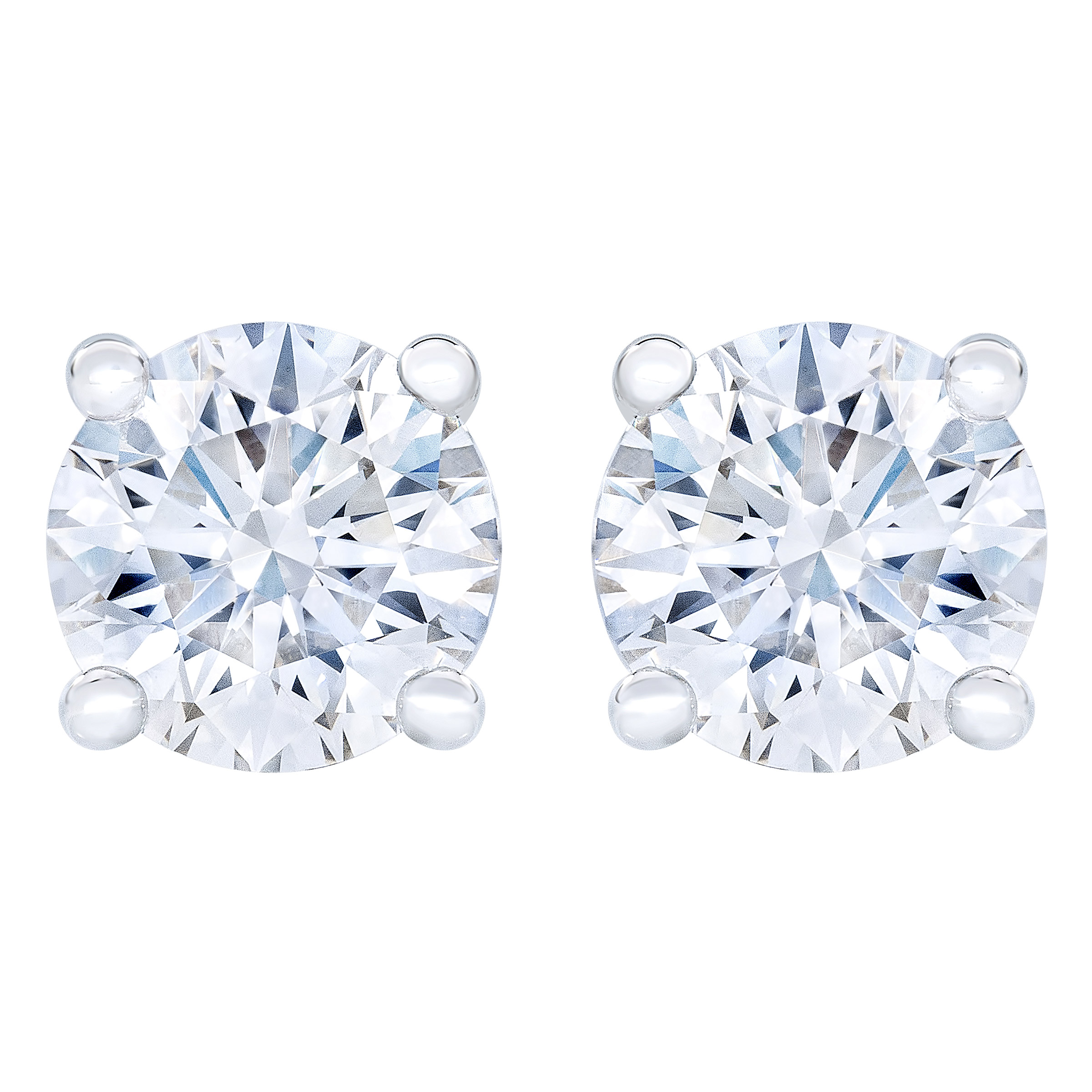 Round Brilliant 2.07 ctw VVS2 Clarity, G Color Diamond Platinum Stud ...