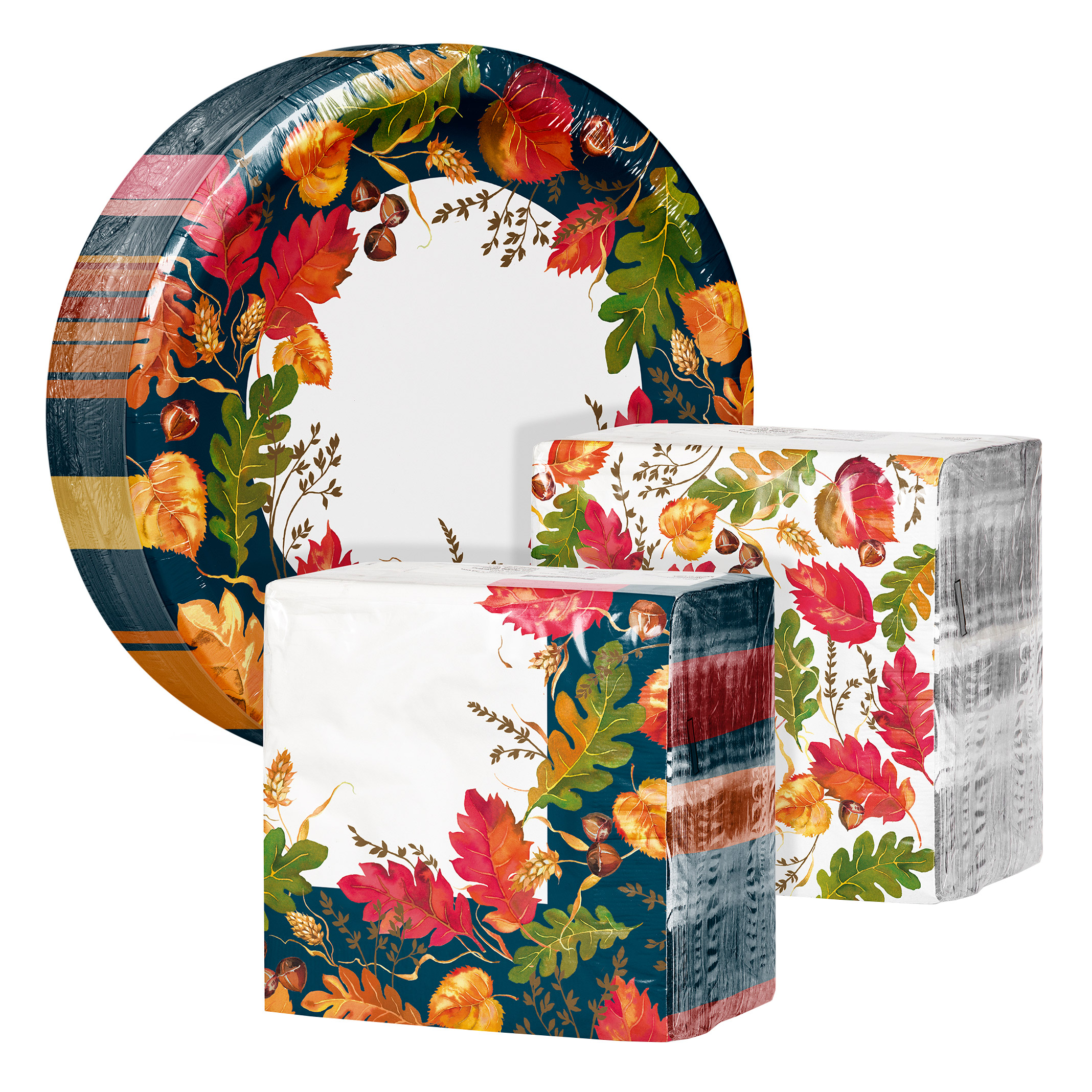 Artstyle Paper Plate & Napkin Bundle, Woodsy Leaves, 200-count | Costco