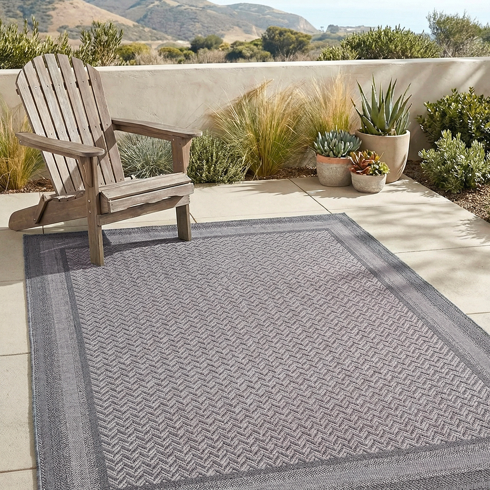 Laguna Indoor/Outdoor Area Rug, Daria Silver Iron, 5'3” x 7' | Costco