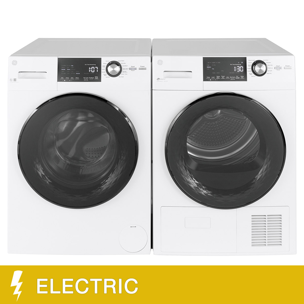 GE Laundry Bundle 2.8 cu ft. Front Load Washer and 4.1 cu ft. Electric ...